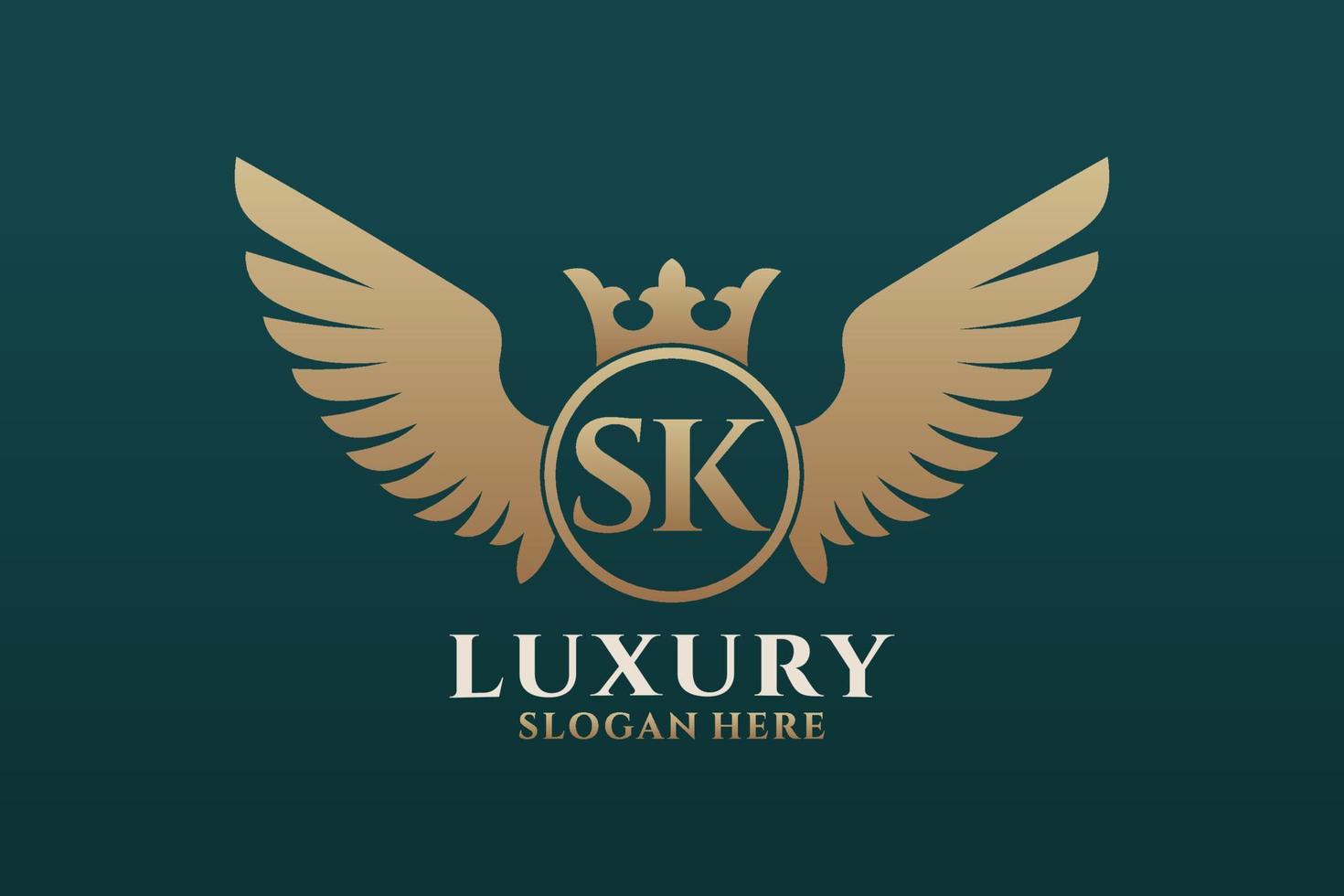 Luxury royal wing Letter SK crest Gold color Logo vector, Victory logo, crest logo, wing logo ...