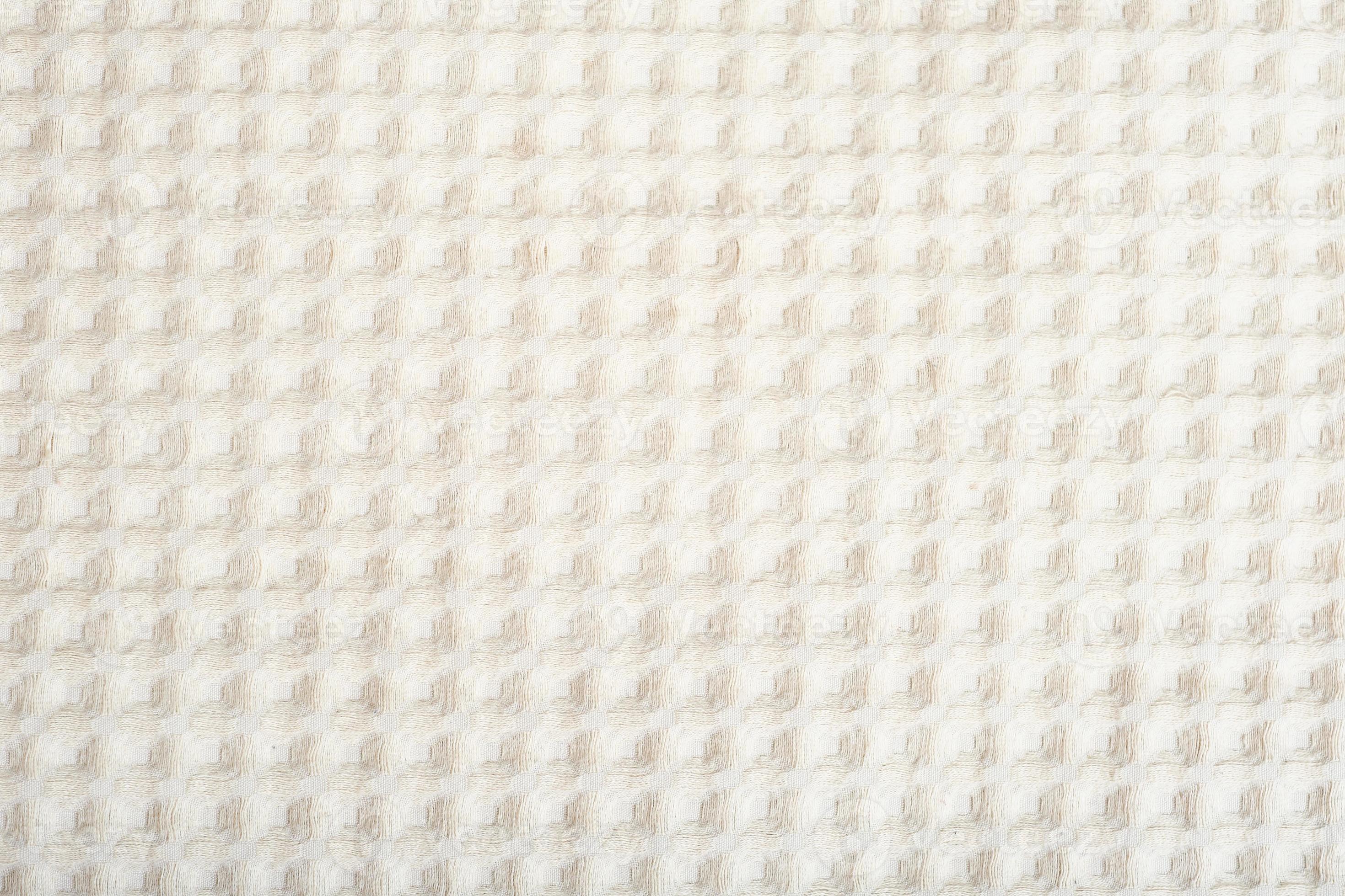 close up view of textured cotton fabric. unbleached linen textile ...
