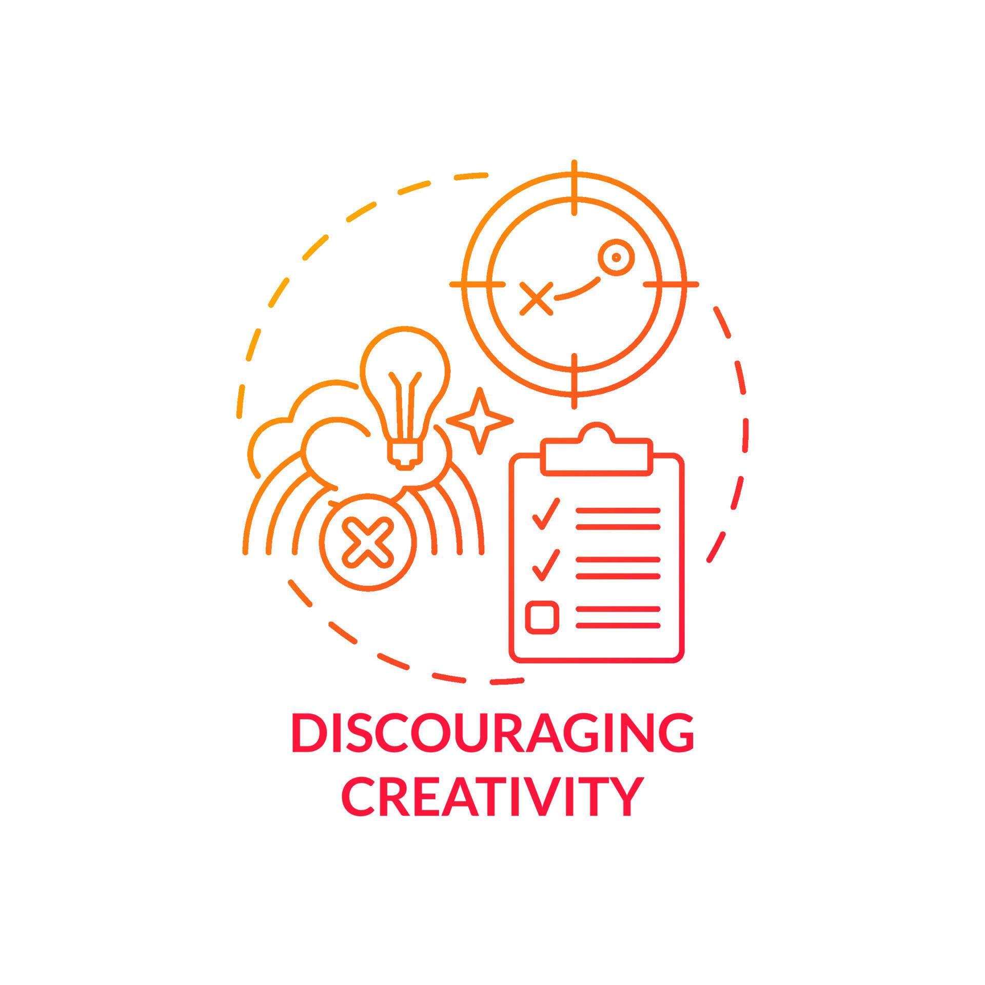 Discouraging Creativity Red Gradient Concept Icon Avoid Innovations Disadvantage Of Business