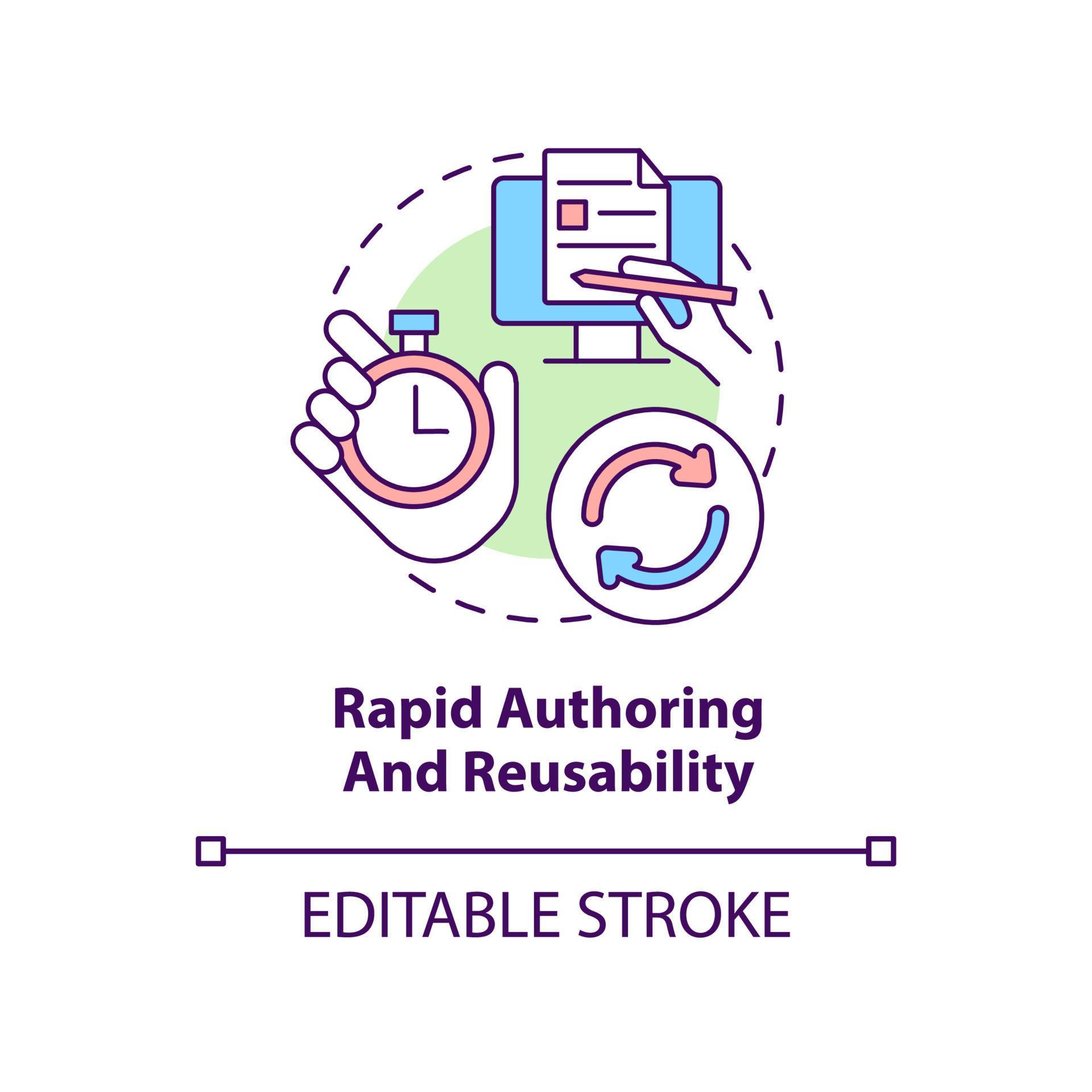 Rapid authoring and reusability concept icon. Learning content ...
