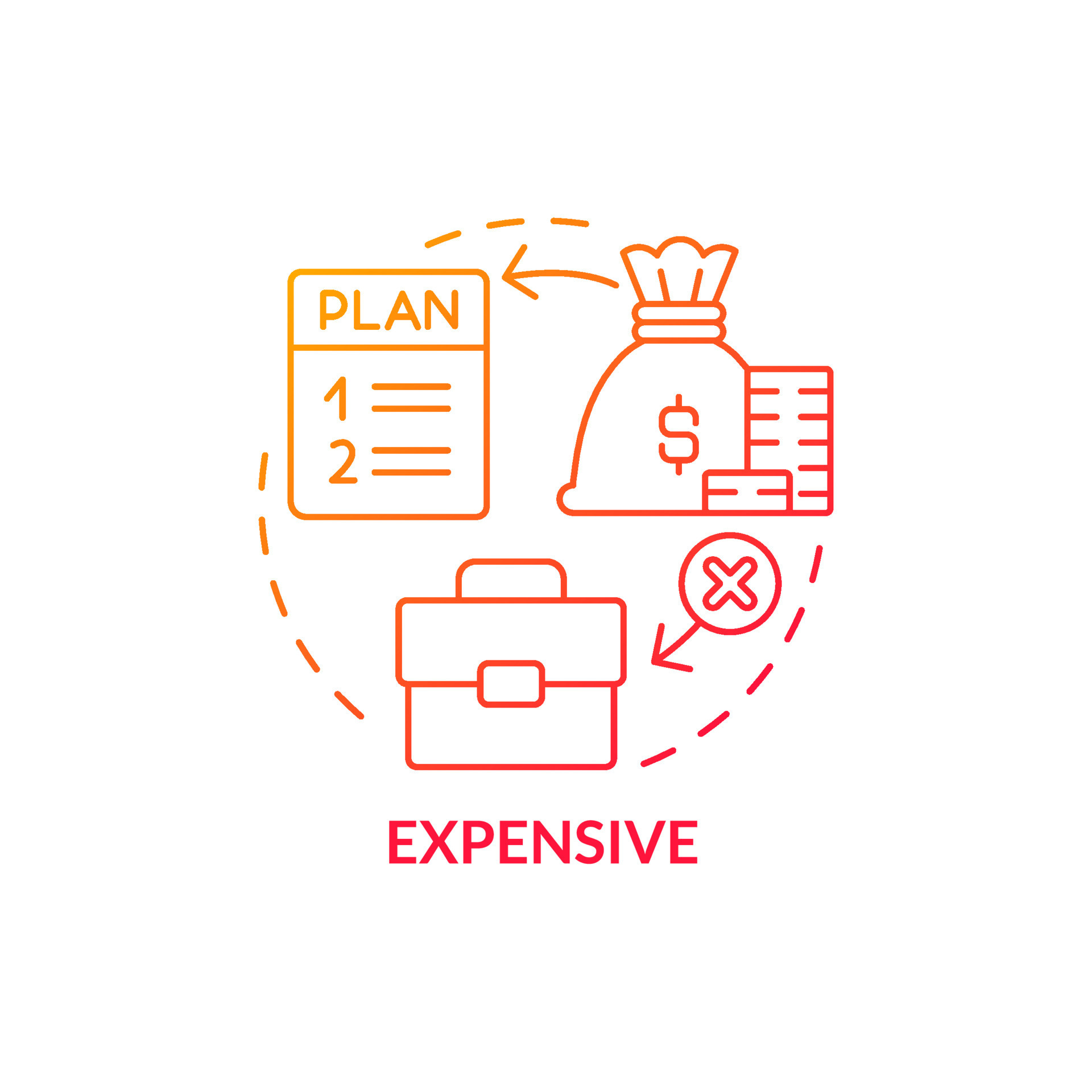 Expensive Red Gradient Concept Icon Excessive Corporate Costs Disadvantage Of Business