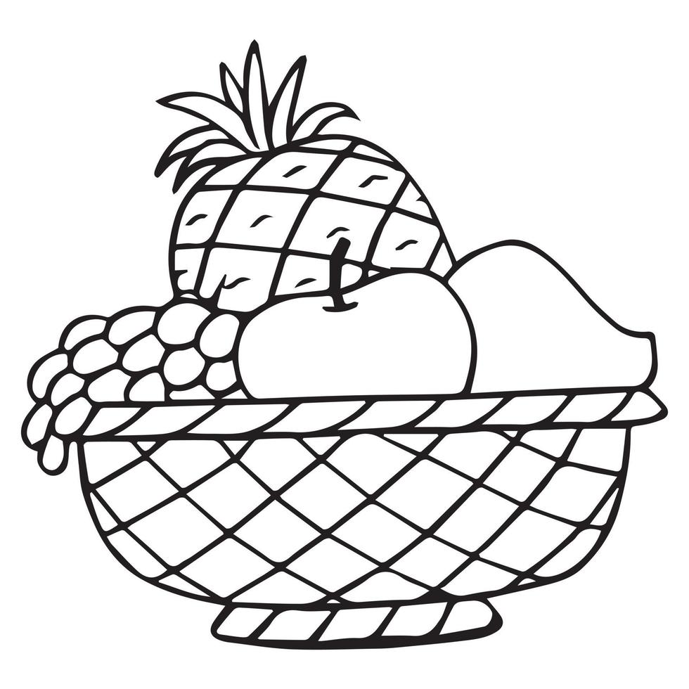 cesta de frutas para colorear página para niños, ilustración vectorial ... cesta de frutas para colorear página para niños, ilustración vectorial ...