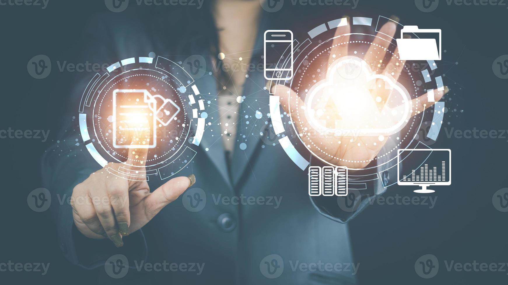 cyber security concept, man's hand scanning finger to go online to ...