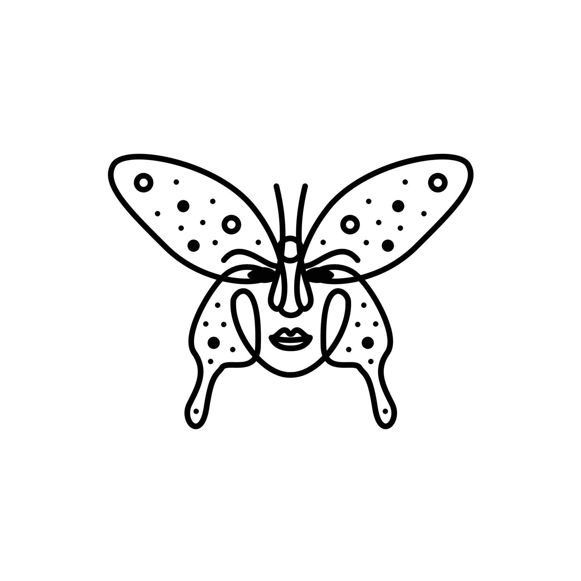 beauty woman face with butterfly line art 11882685 Vector Art at Vecteezy