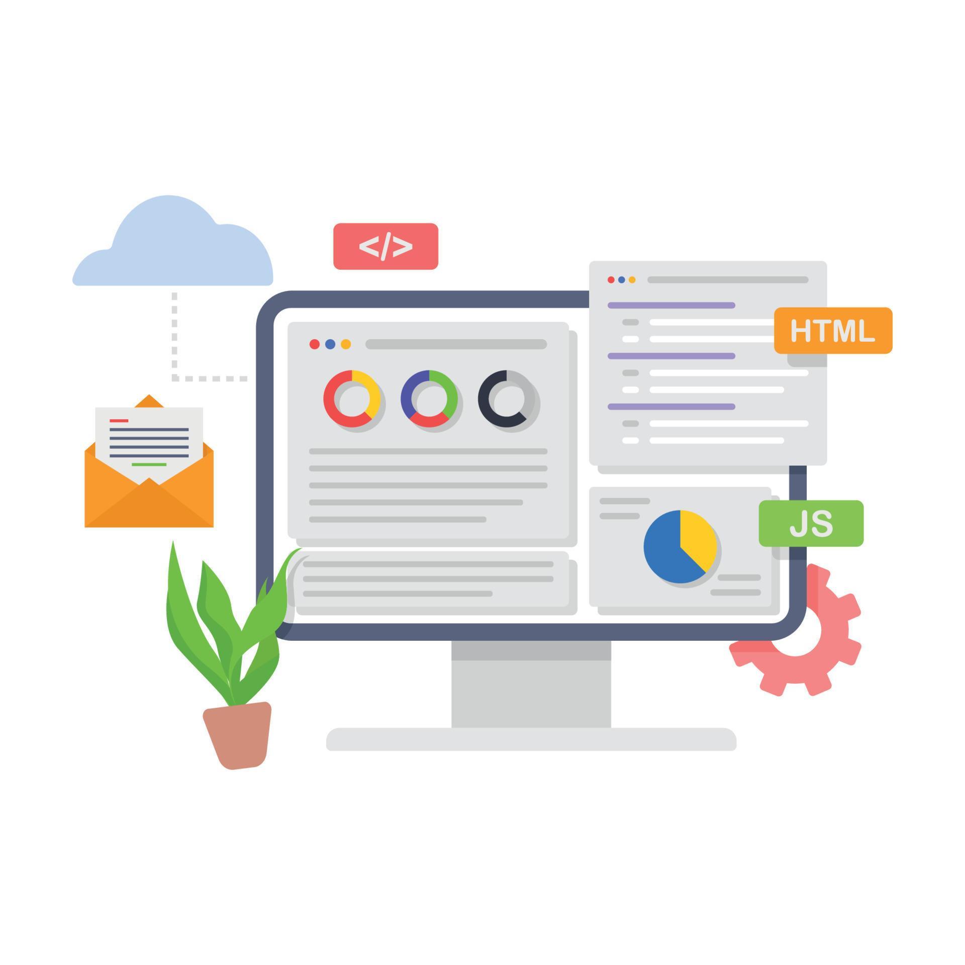 Website programming and web development coding illustration. 11887263 ...