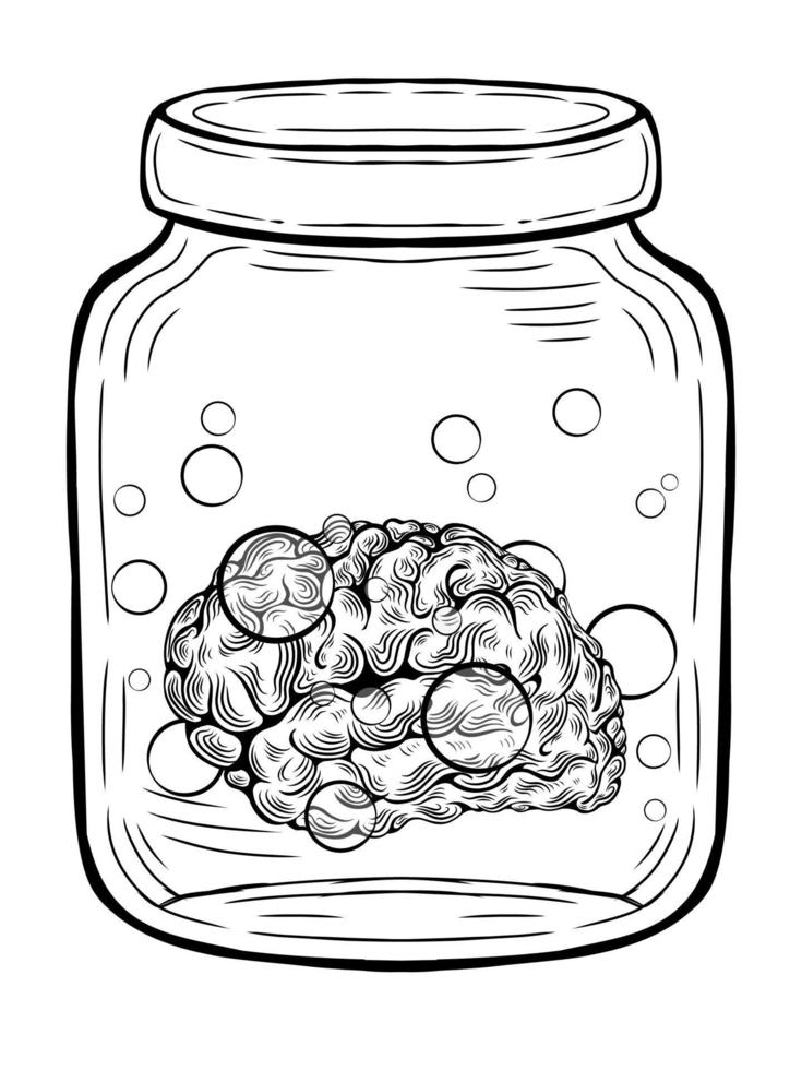 Human Brain Design Tattoo In Jar 11888045 Vector Art At Vecteezy