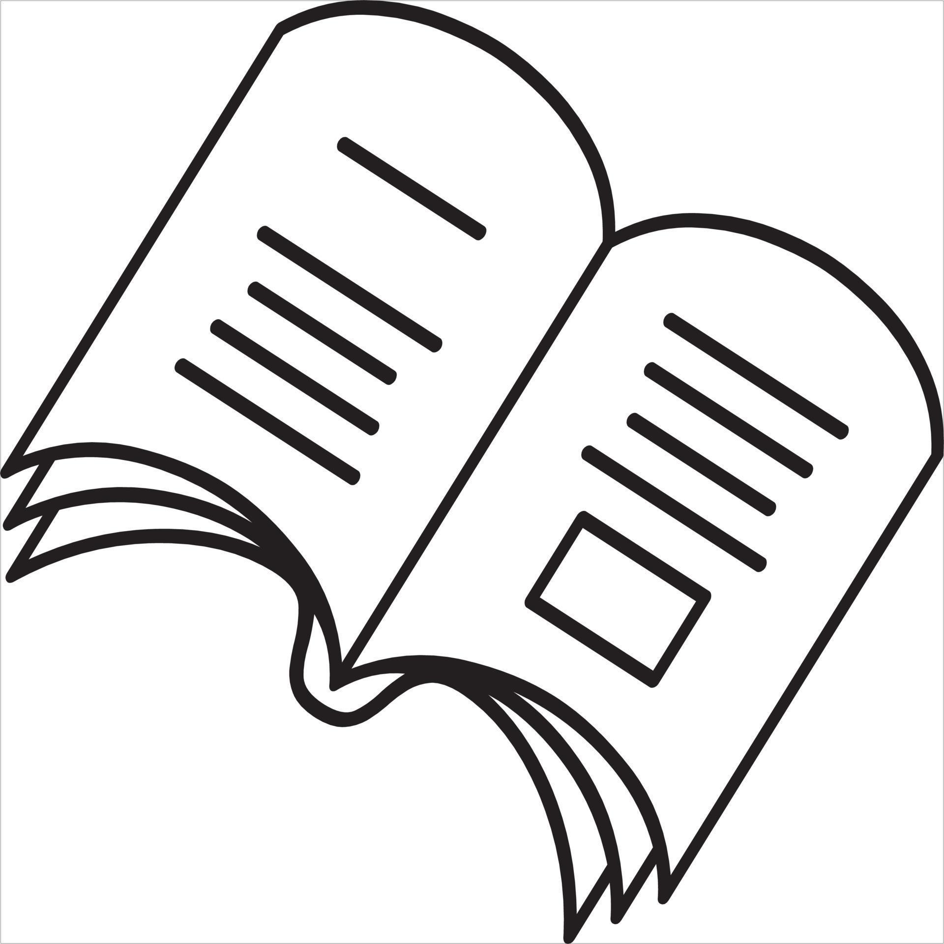 Vector, Image of open notebook icon, black and white color, with ...