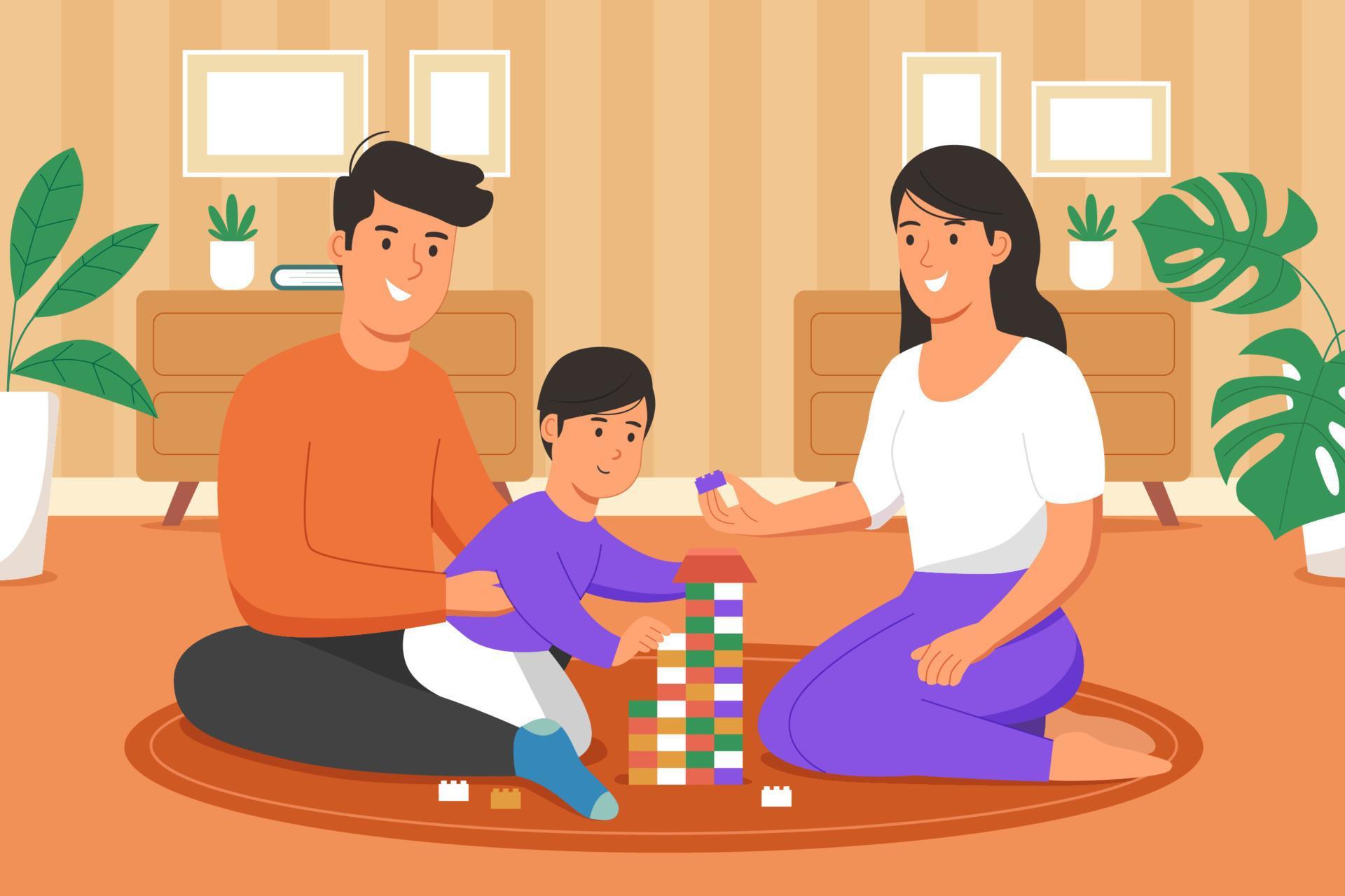 Happy Family Playing Together at Home 11888644 Vector Art at Vecteezy