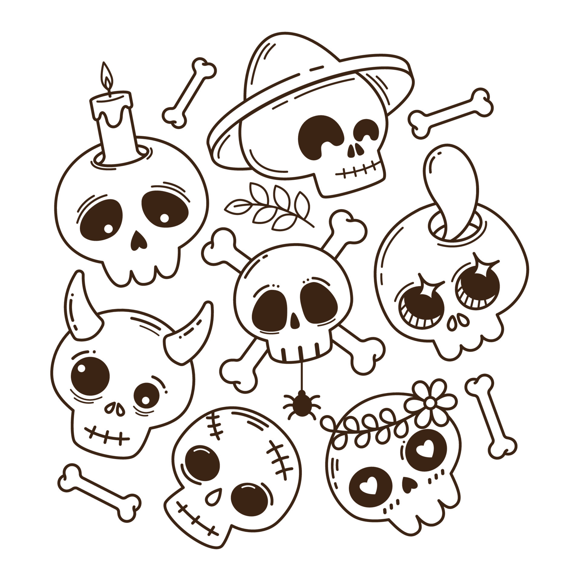 Cute Skull Doodle 11888909 Vector Art at Vecteezy Cute Skull Doodle 11888909 Vector Art at Vecteezy