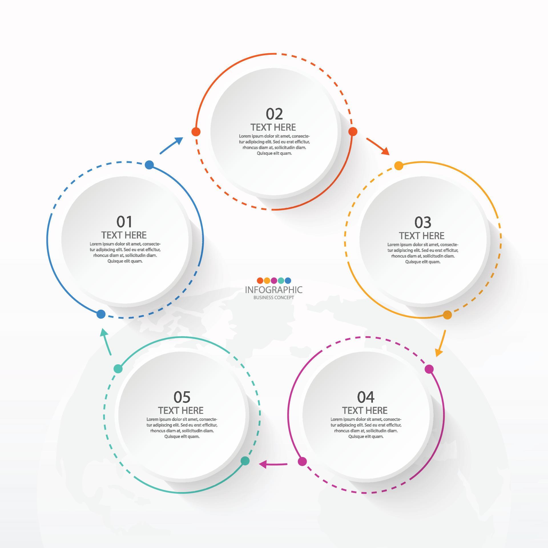 Basic circle infographic template with 5 steps, process or options ...