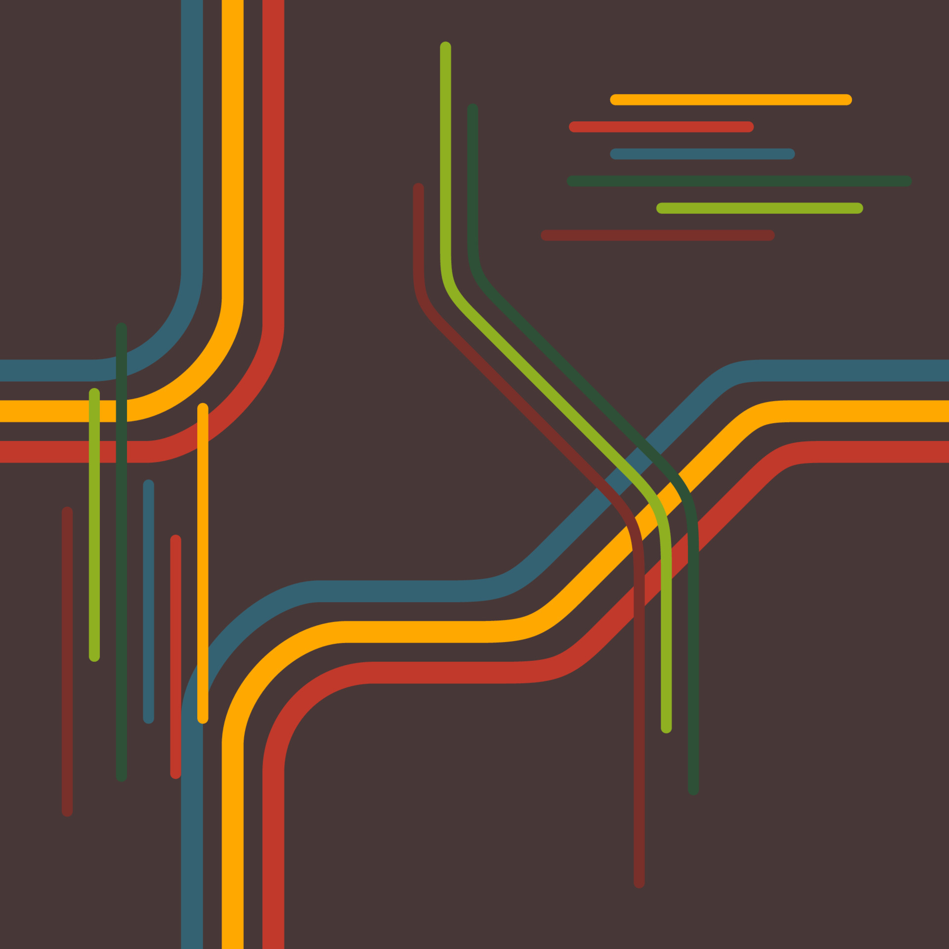 Editable Abstract Retro Rainbow Lines Vector Seamless Pattern For