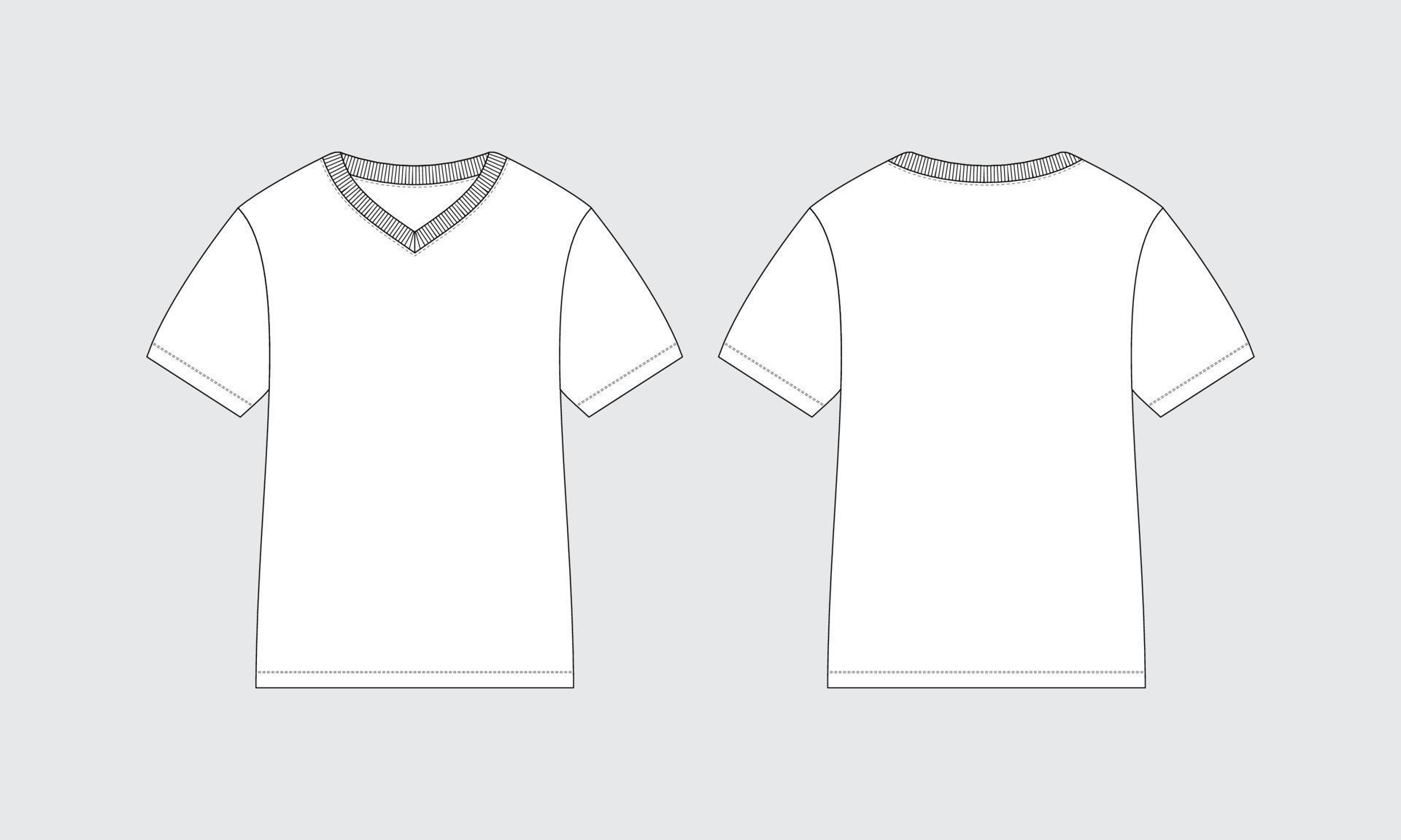 V Neck Tshirt Short Sleeves Technical Fashion Illustration 11895407
