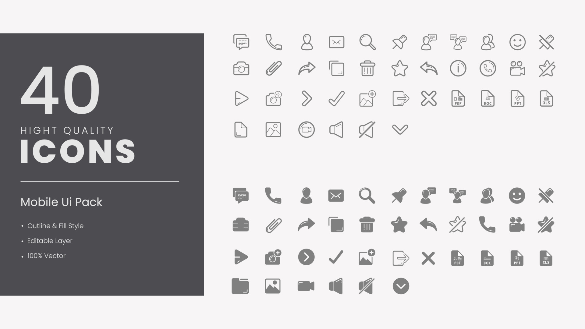 40 Premium vector line mini icons set. Thin line and fill shape simple ...