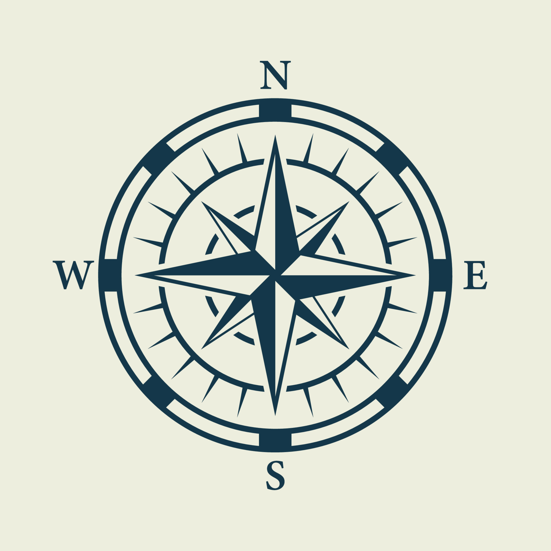 Rose Wind Navigation Retro Equipment Sign Adventure Direction Arrow To North South West East
