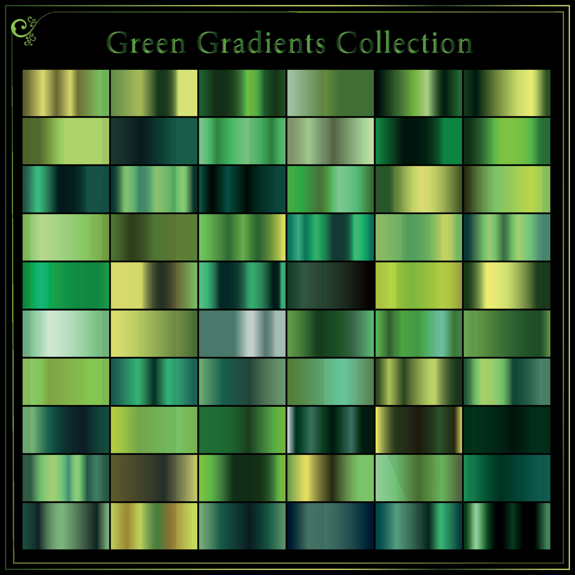Set Of Green Metal Gradients Swatches Collection Different Gradation Design 11898037 Vector