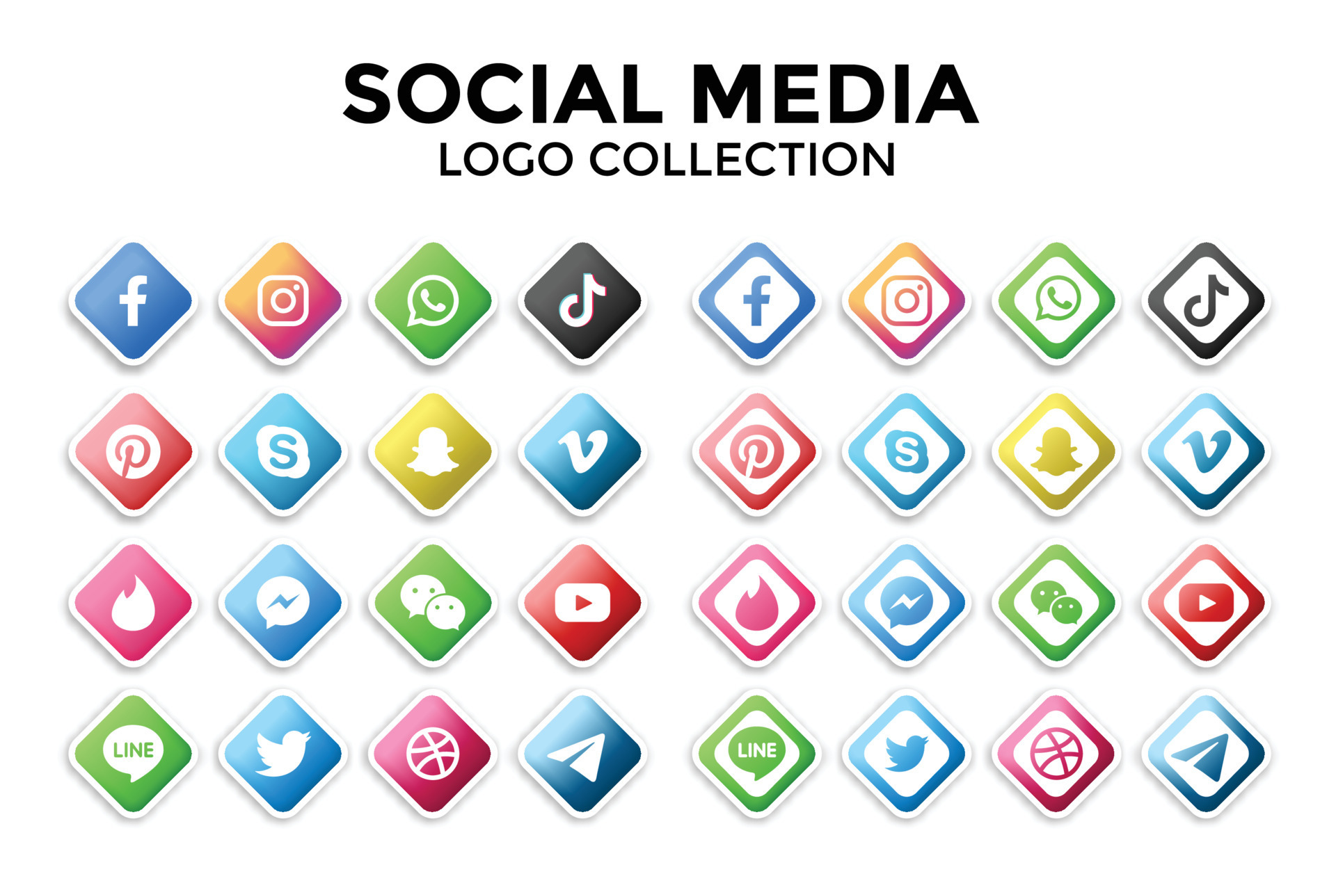 3d color social media icons modern icons set 11908057 Vector Art at ...