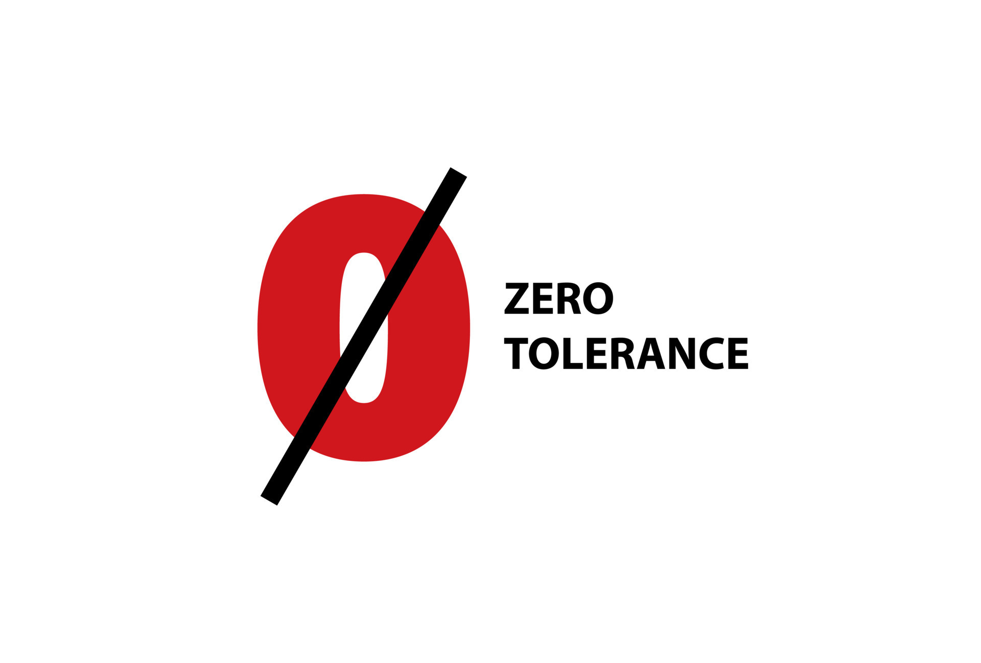 Zero tolerance clipart. Red symbol discrimination crossed out with black line violence and ...