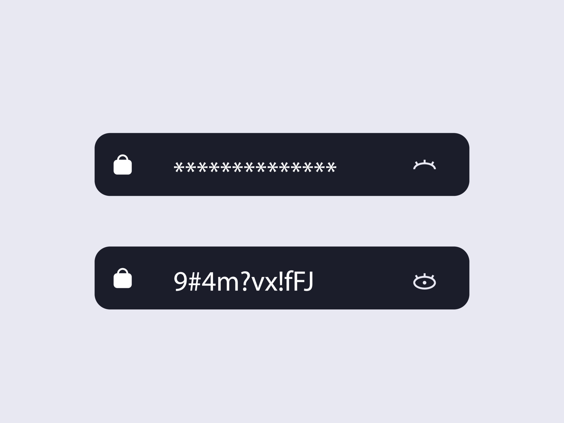 Hidden Password And Visible Black Frames With Closed Symbols With Asterisks And Eye And Open