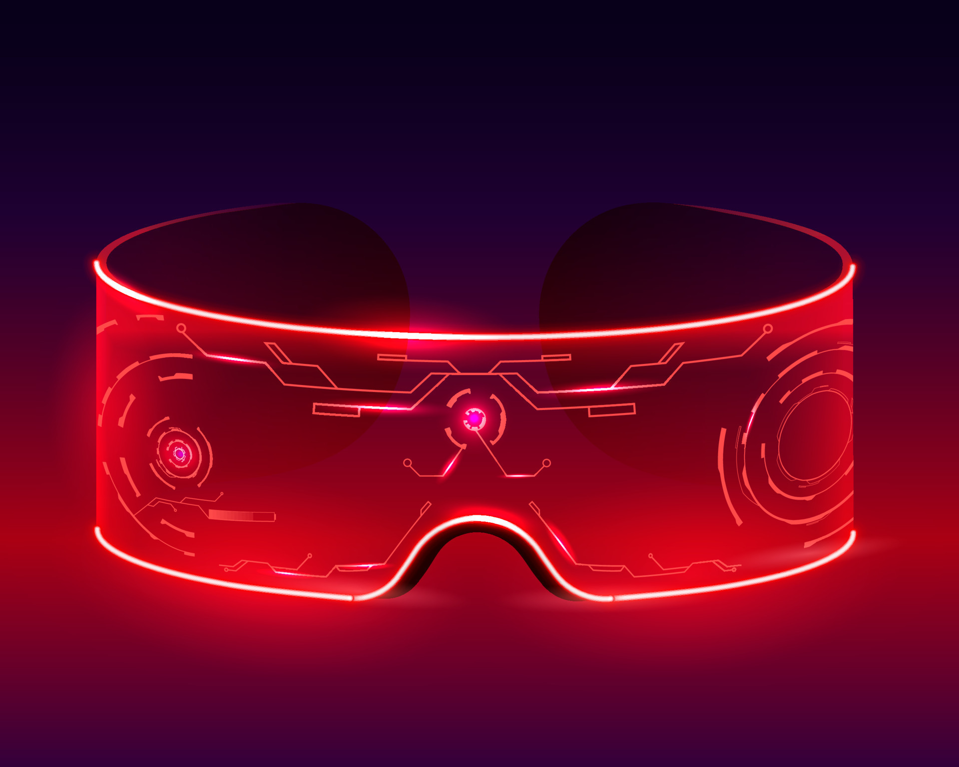 Futuristic Techno Glasses Neon Cyberpunk Digital Devices For Red Online Travel And Video