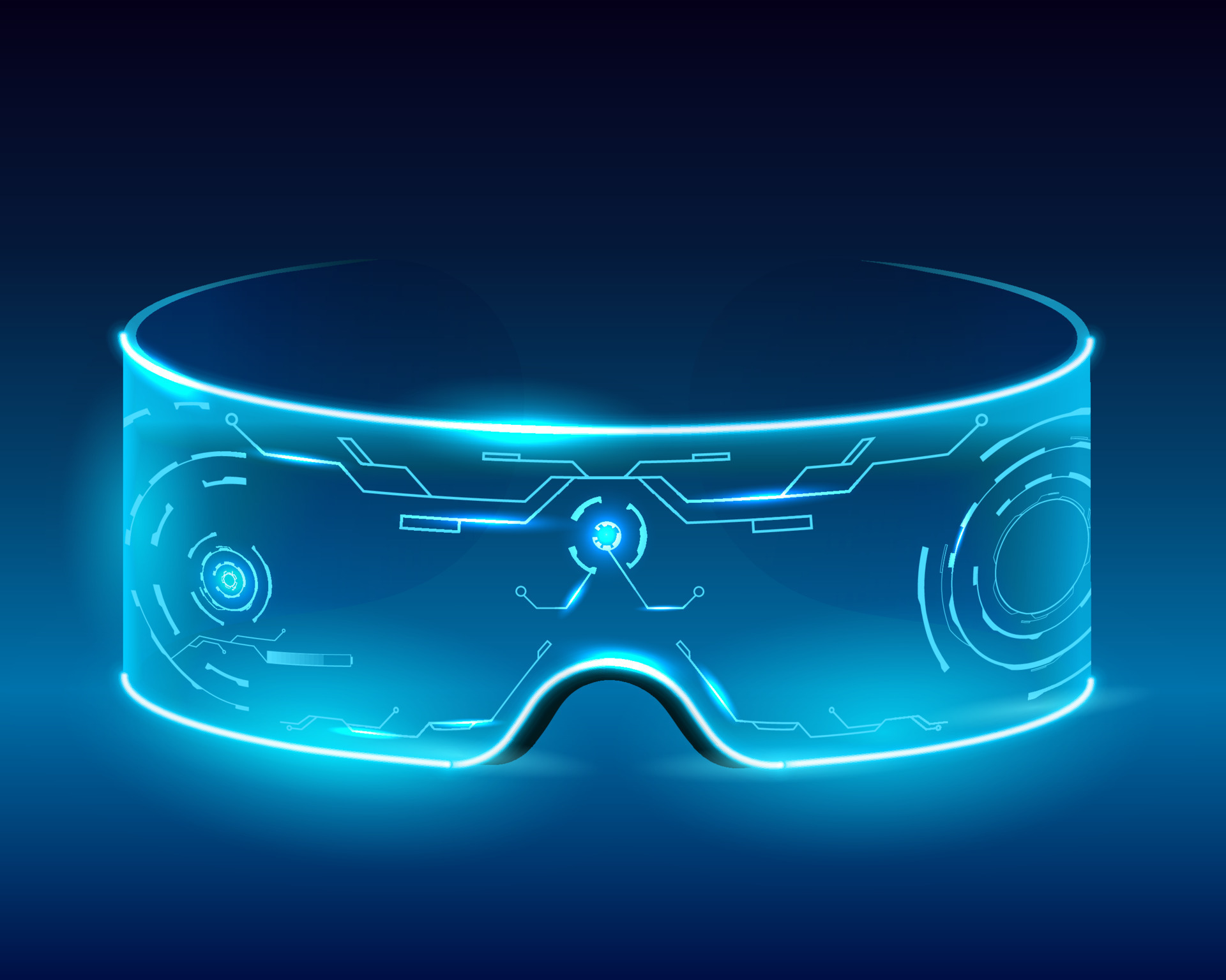Cyberpunk Neon Glasses Futuristic Blue Glowing Devices For Online Travel And Video Viewing