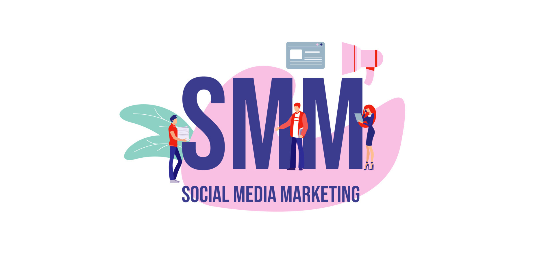 SMM Social media marketing. Commercial advertising banking business management investment ...