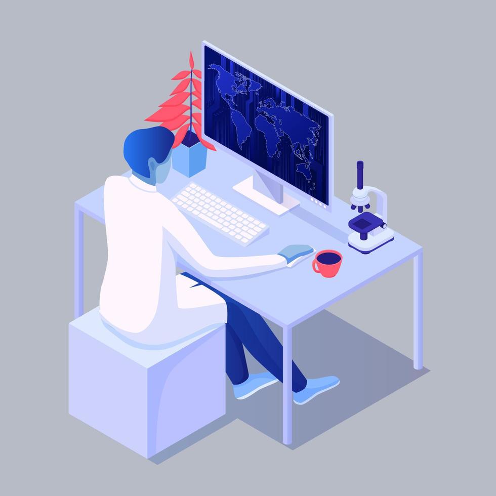 Character working on the computer 11914613 Vector Art at Vecteezy