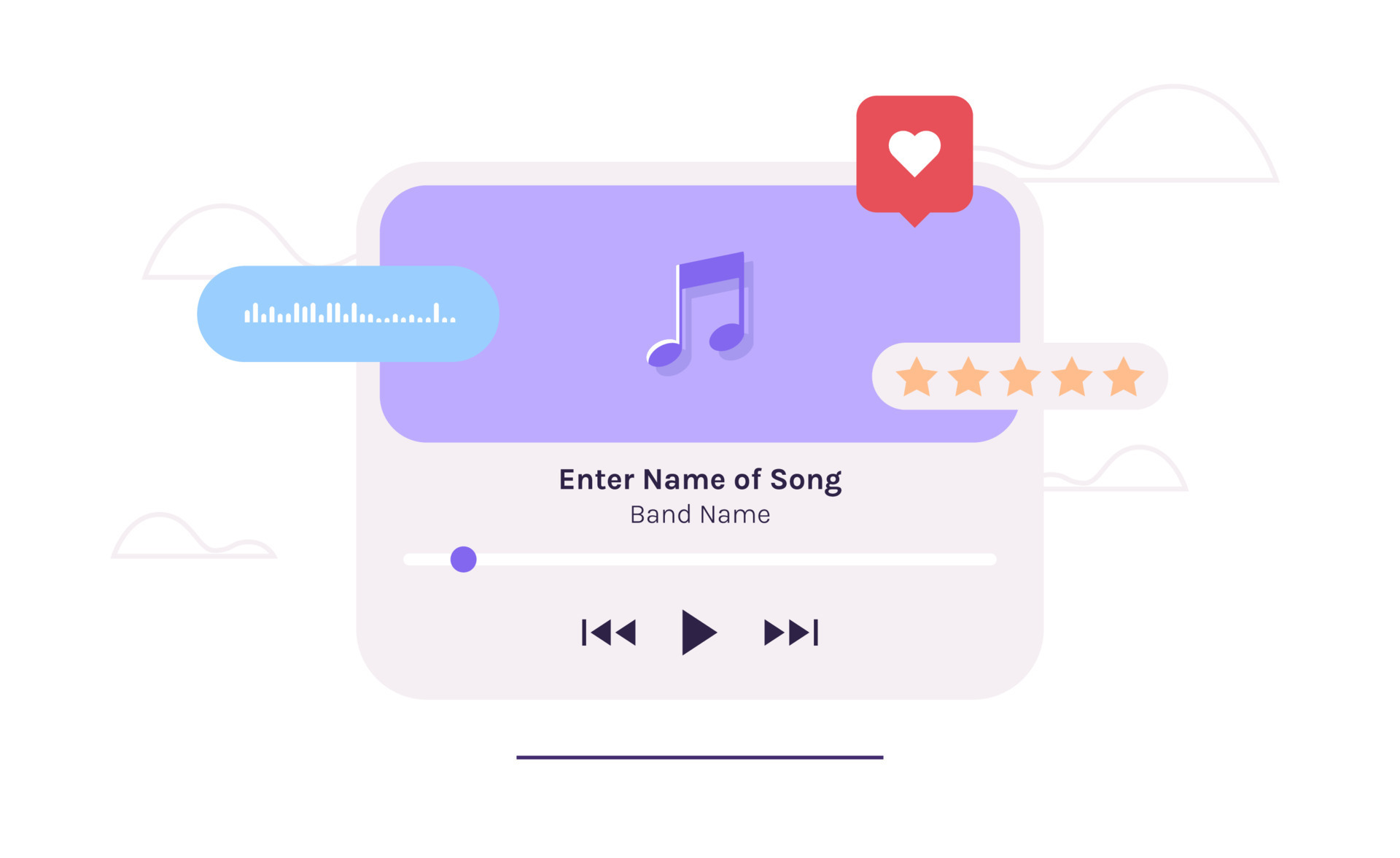 Modern Music Player Ui Design And Audio Media Playback Controls Concept