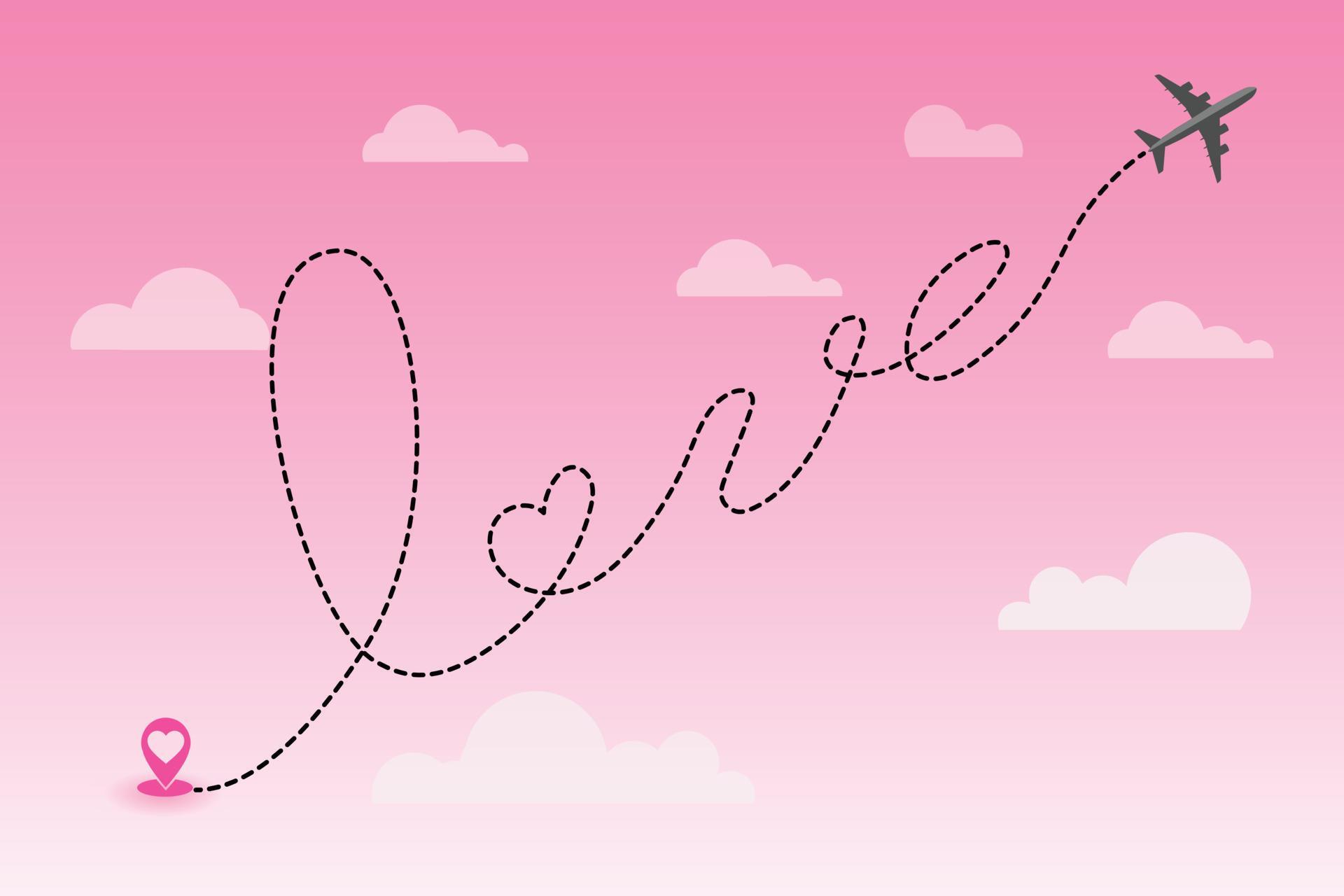 Vector Love Airplane Route Air Plane Flight Route With Start Point And vector-love-airplane-route-air-plane-flight-route-with-start-point-and
