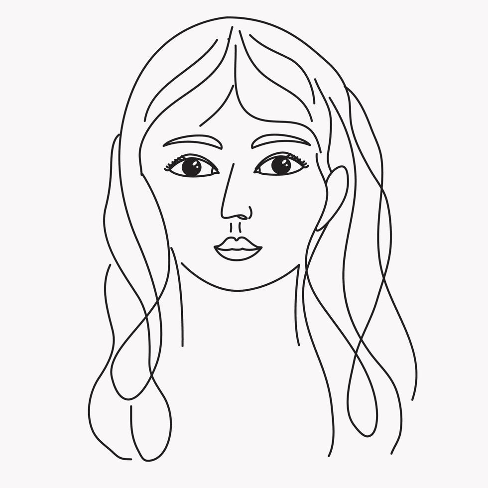 Woman Face Continuous Line Drawing Abstract Minimal Woman Portrait