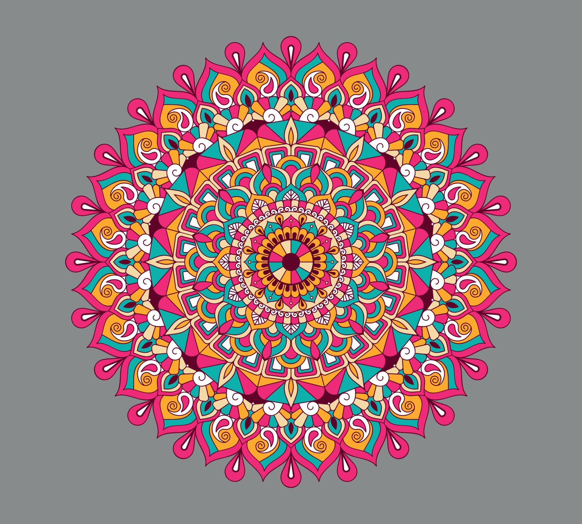 Colorful Floral Indian Free Vector Mandala Artwork With A Simple Background 11923100 Vector Art