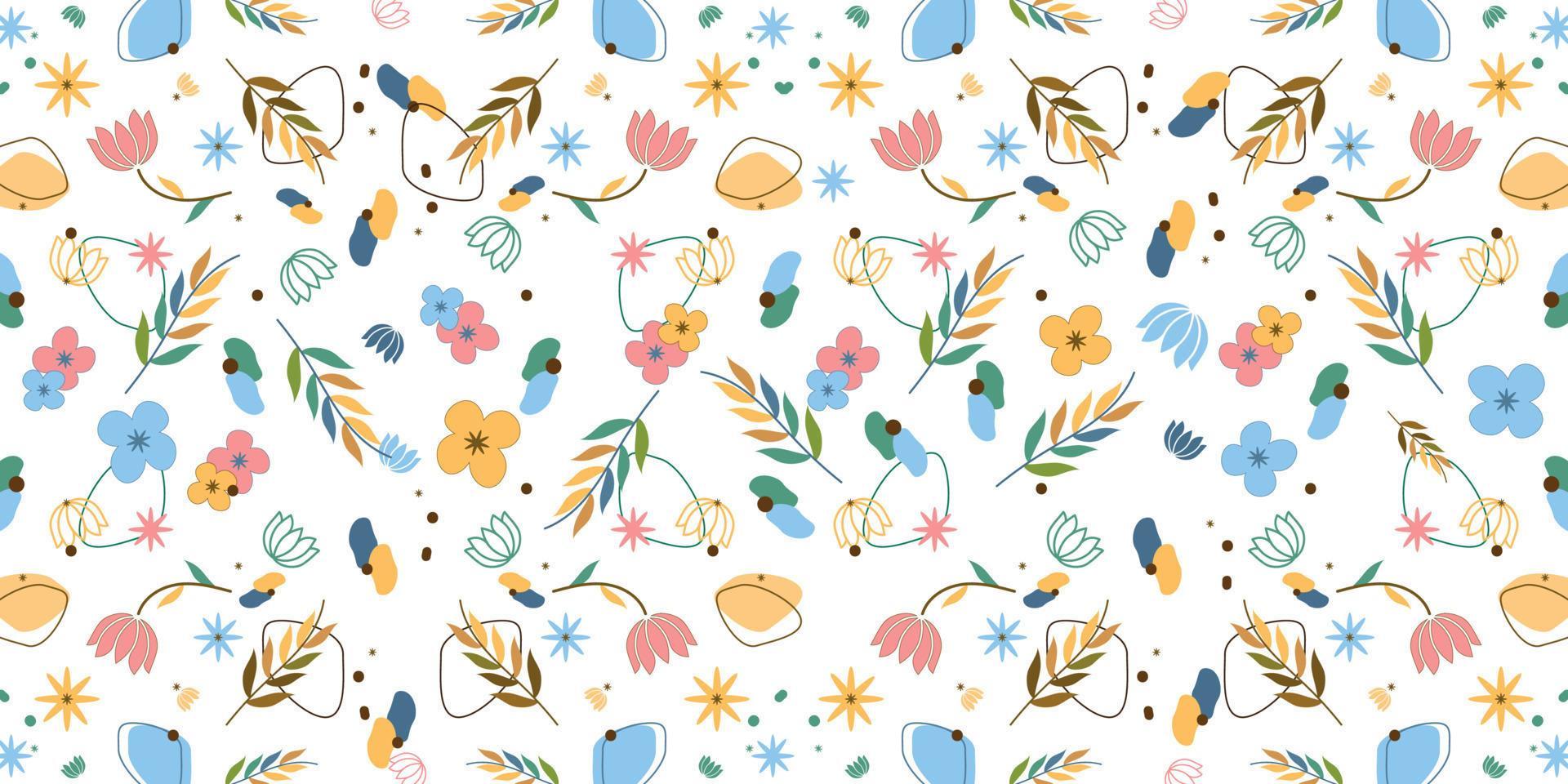 Colorful flat abstract ornamental floral seamless pattern background ...