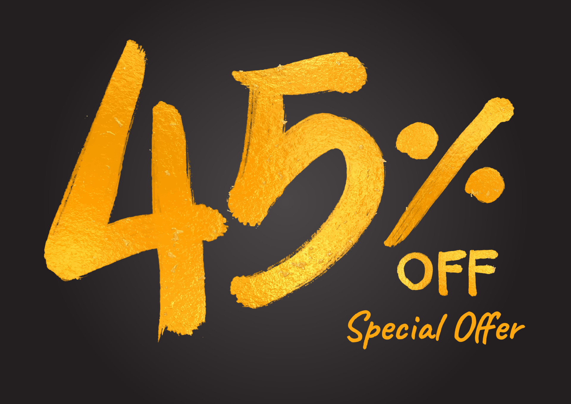 45-percent-off-special-offer-gold-lettering-numbers-brush-drawing-hand