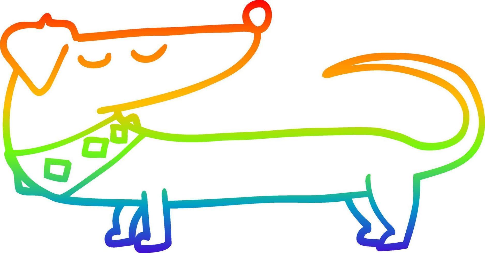 Perro De Dibujos Animados De Dibujo De Línea De Gradiente De Arco Iris