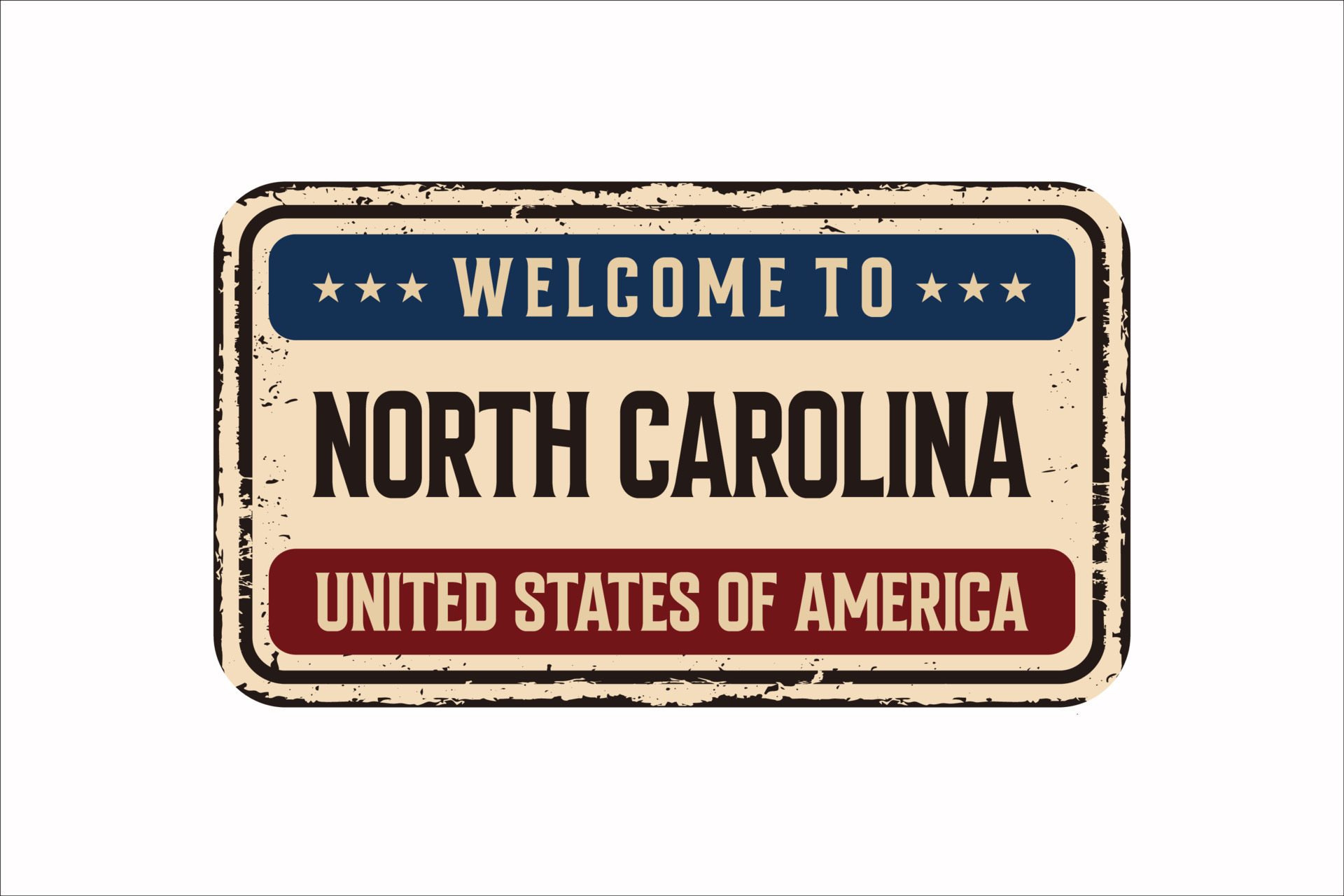 Welcome to North Carolina vintage rusty license plate on a white ... Welcome to North Carolina vintage rusty license plate on a white ...