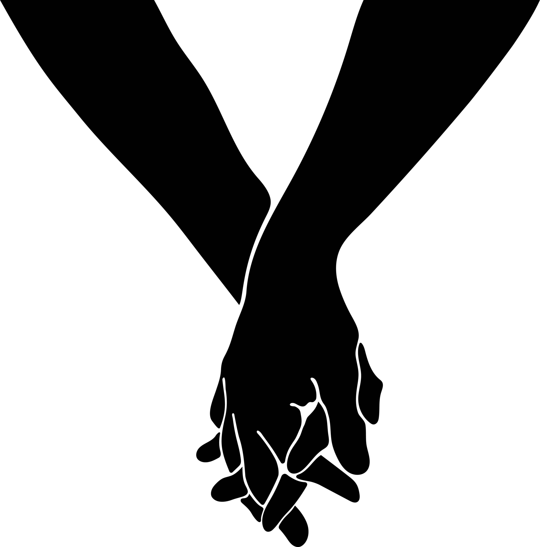 handen van een paar zijn Holding elk ander, betekenis de saamhorigheid en affectie. een silhouet ...