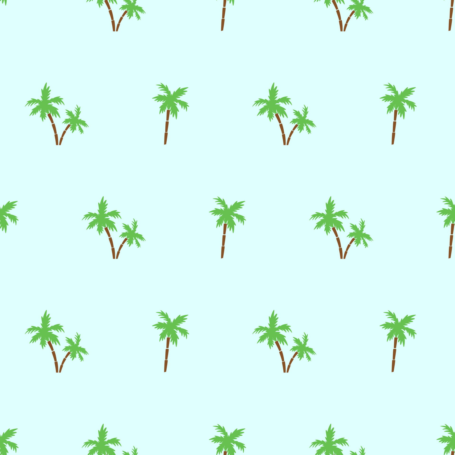 Seamless pattern with icons of palm trees isolated on green background ...