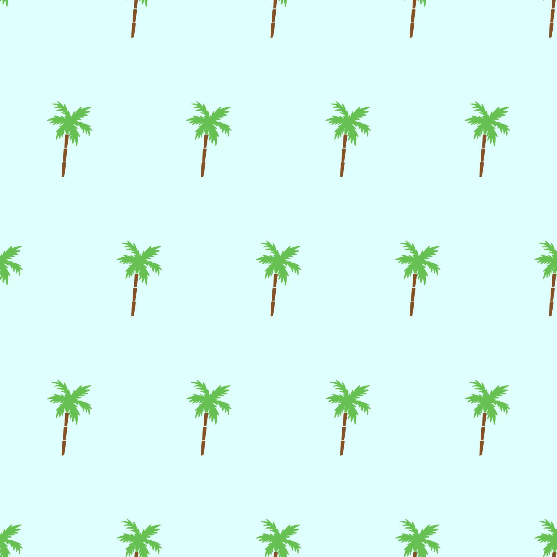 Seamless pattern with icons of palm trees isolated on green background ...