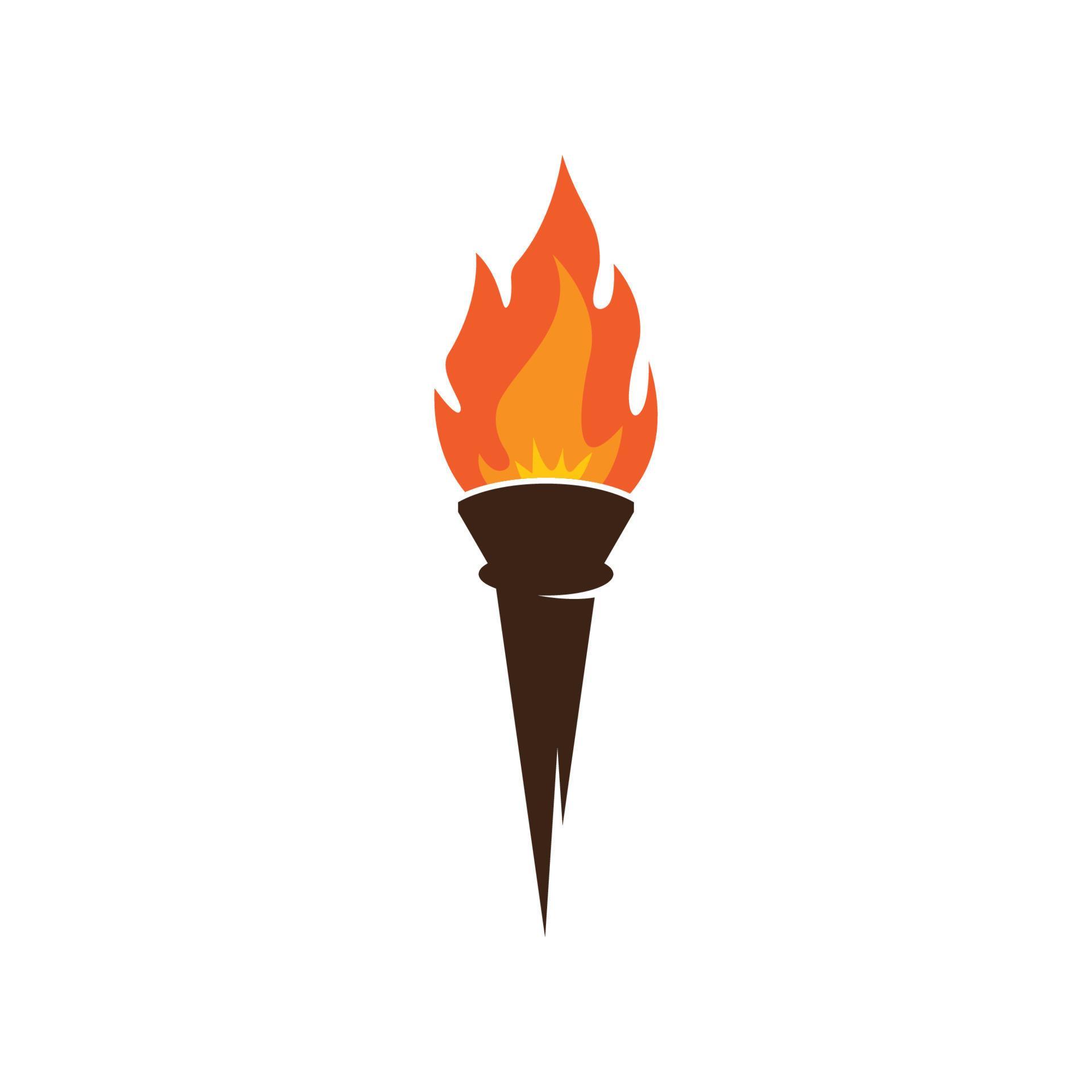 Fire torch with flame flat icons set. Collection of symbol flaming ...