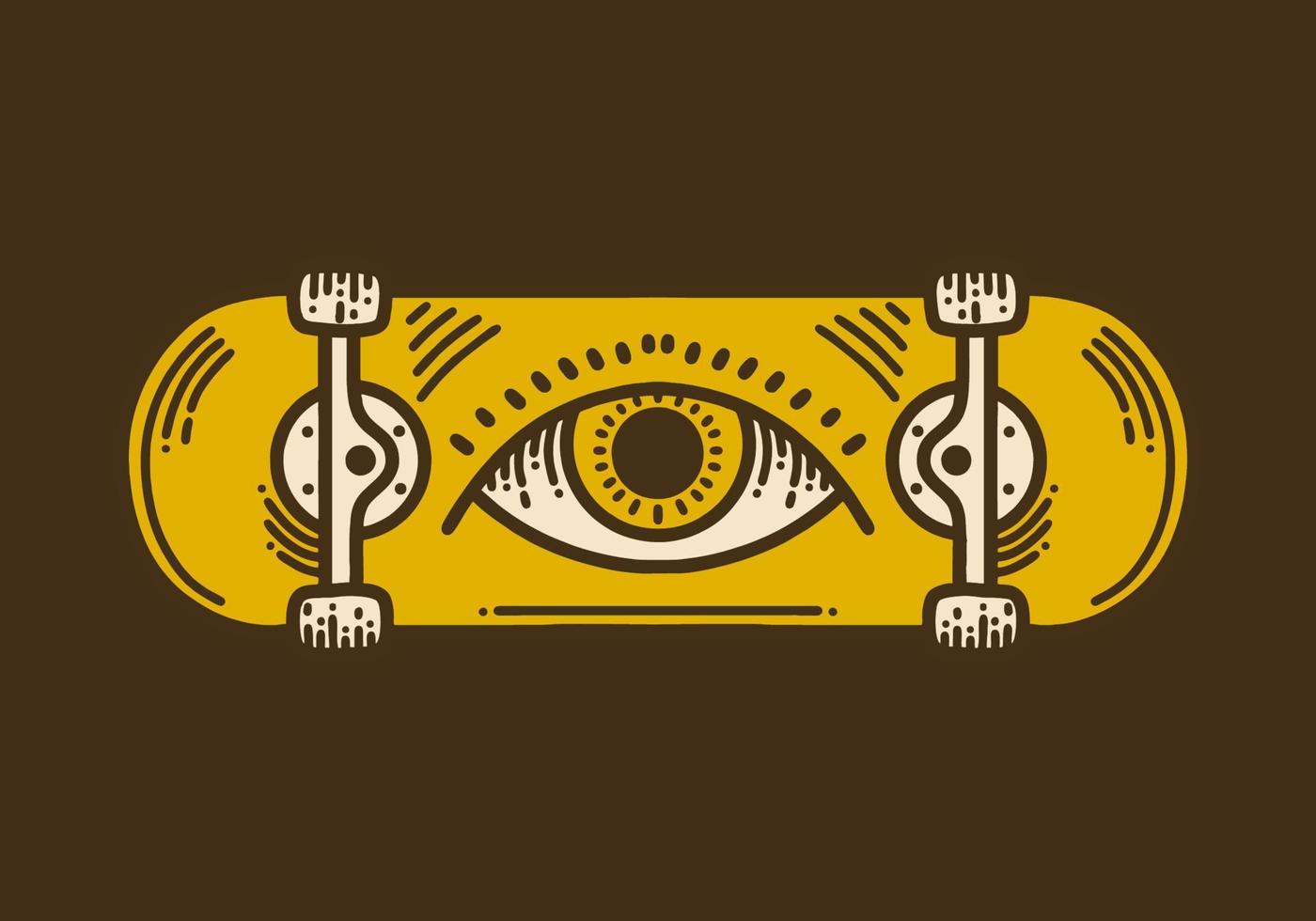 Skateboard With One Eye Retro Vintage Line Art 11949421 Vector Art At