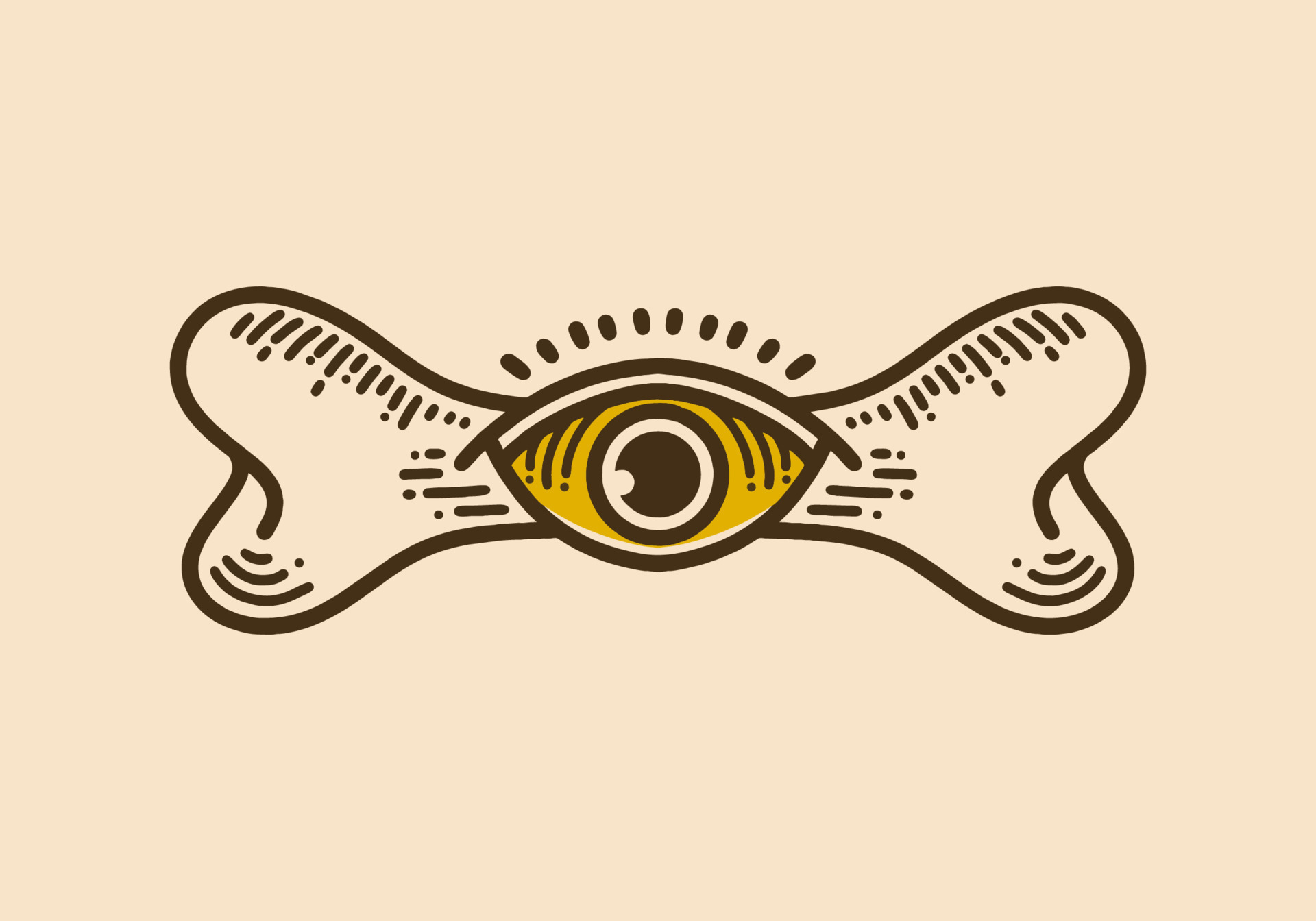 One Eye On The Bone Retro Vintage Line Art 11949430 Vector Art At Vecteezy