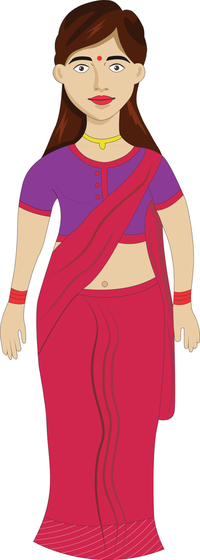 Mujeres Indias Con Sari Y Brazaletes Ilustración Vectorial De Dibujos