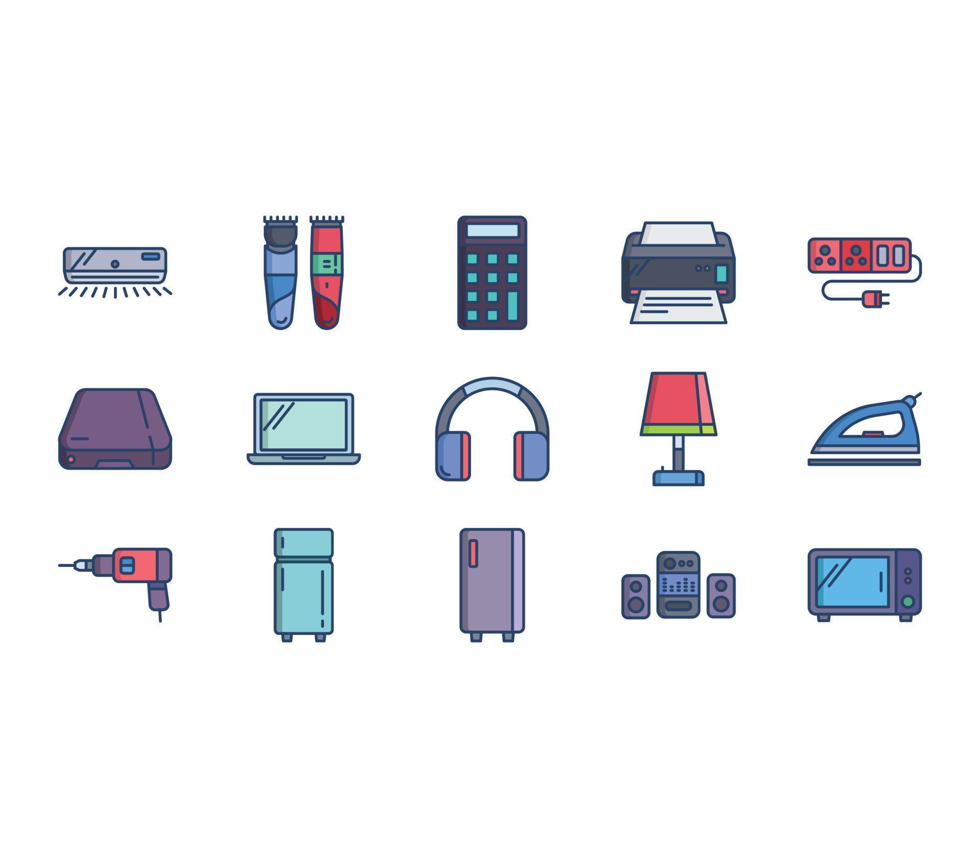 Home Appliances Icon Set 11955315 Vector Art At Vecteezy