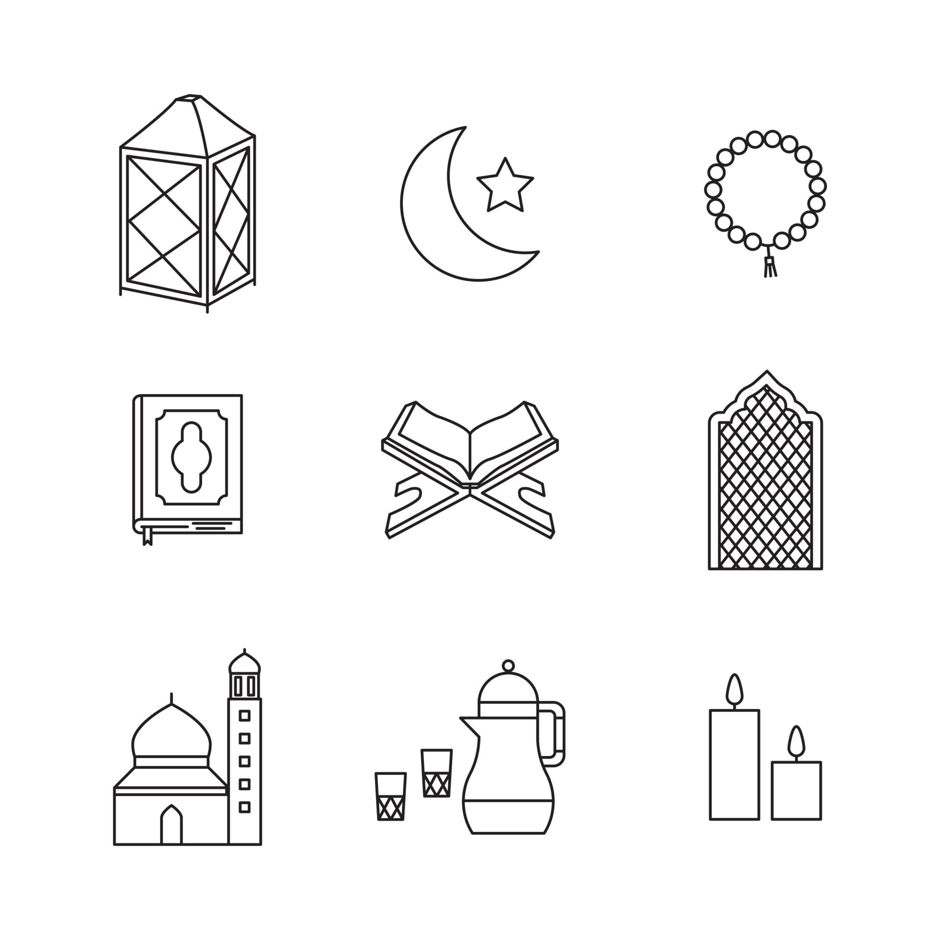Ramadan Related Icons 11955668 Vector Art at Vecteezy