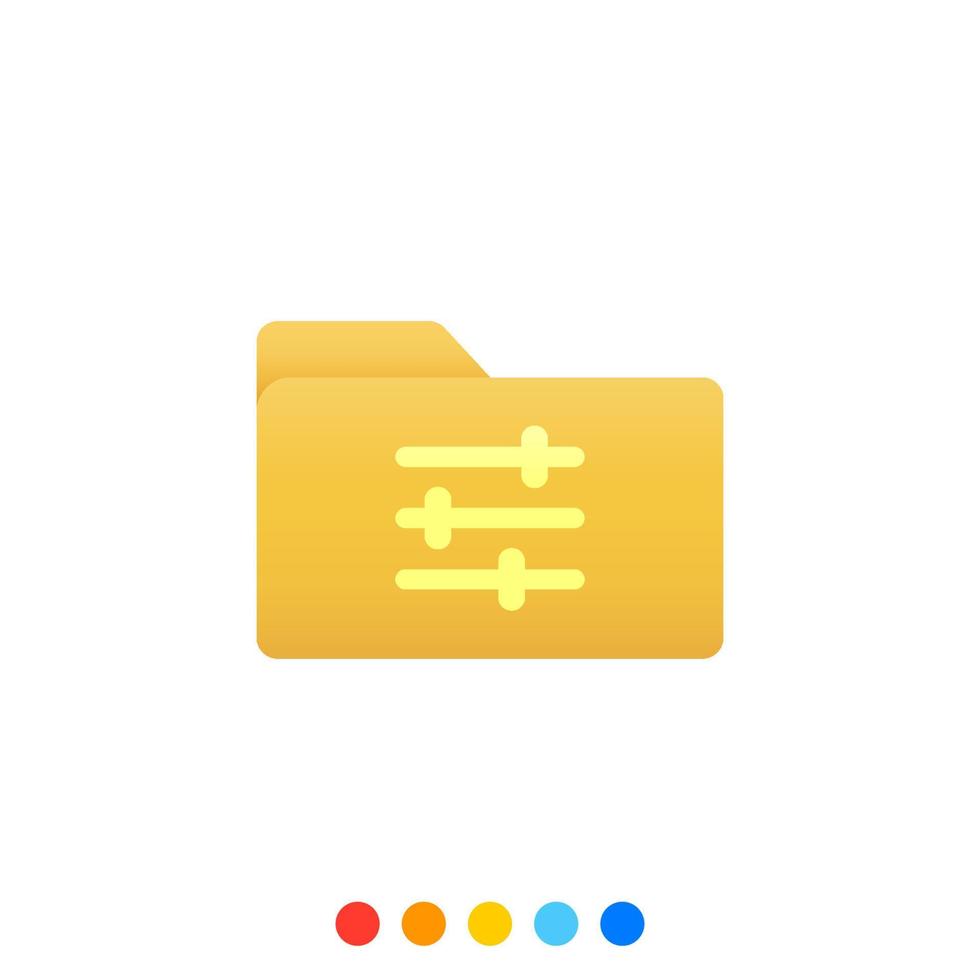 Flat folder design element with setting symbol, Folder icon, Vector and ... Flat folder design element with setting symbol, Folder icon, Vector and ...