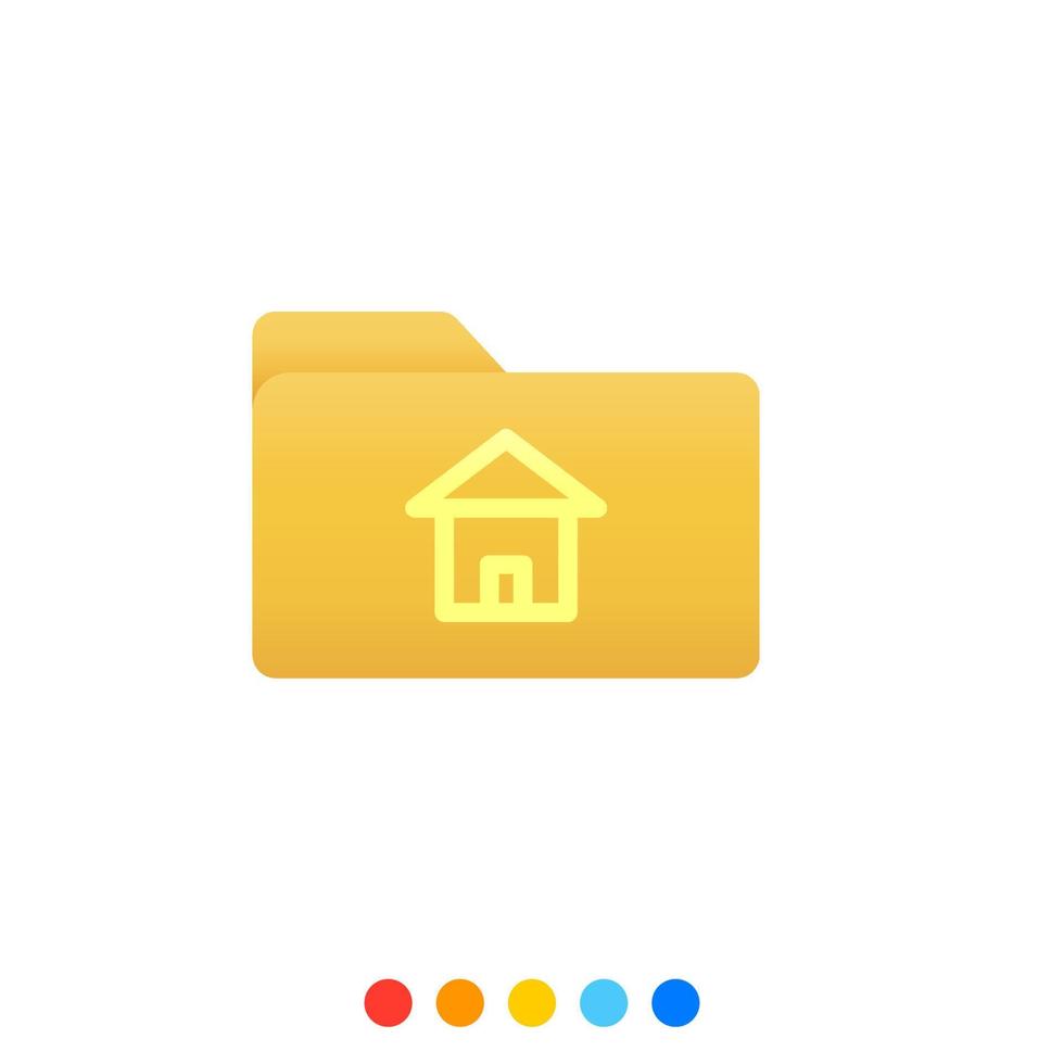 Flat folder design element with house symbol, Folder icon, Vector and ...