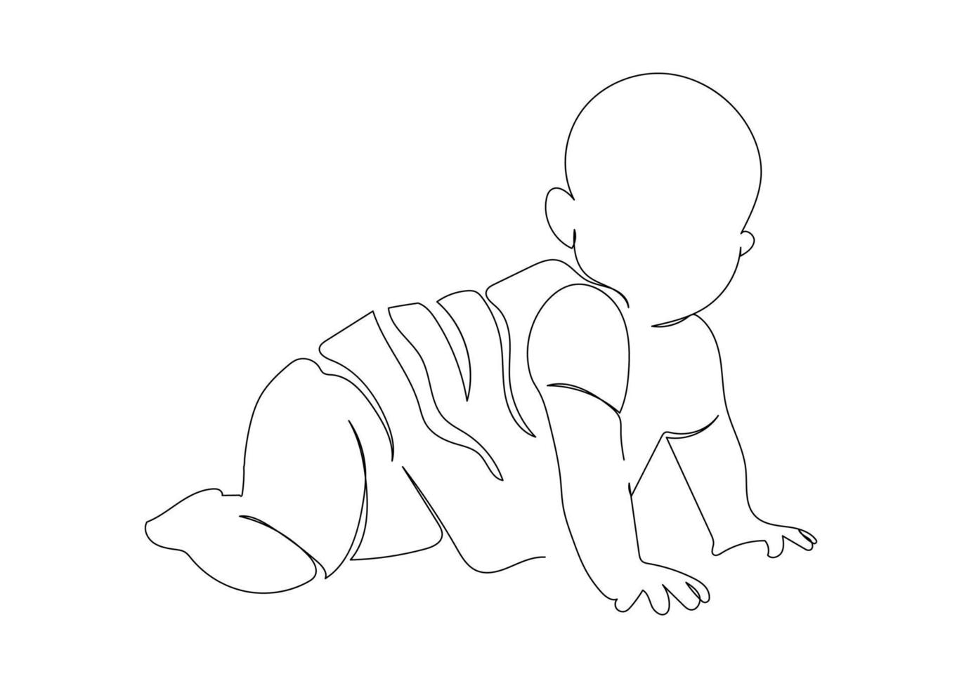 Continuous line drawing of a little baby is lying on the bad ...