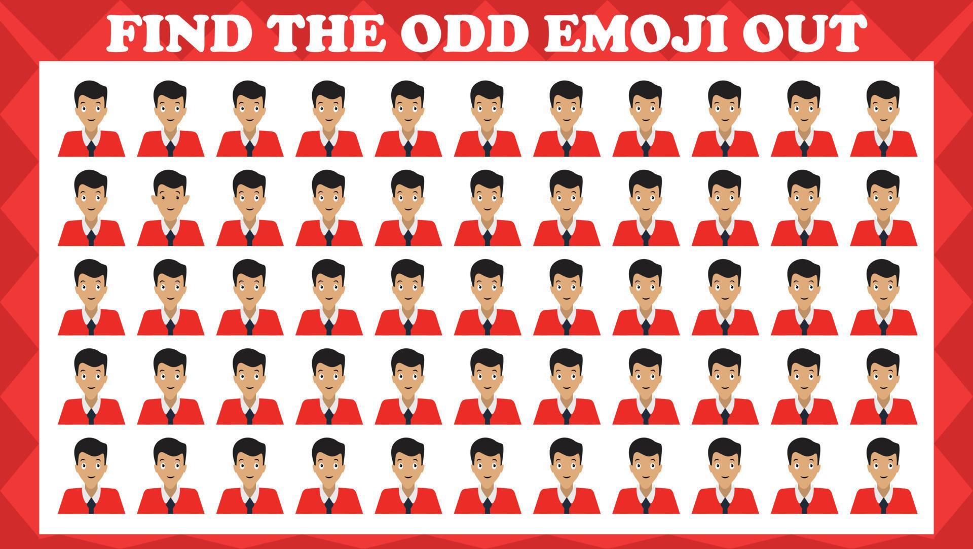 Find The Odd Emoji Out 15, Visual Logic Puzzle Game. Activity Game For Children. Vector ...