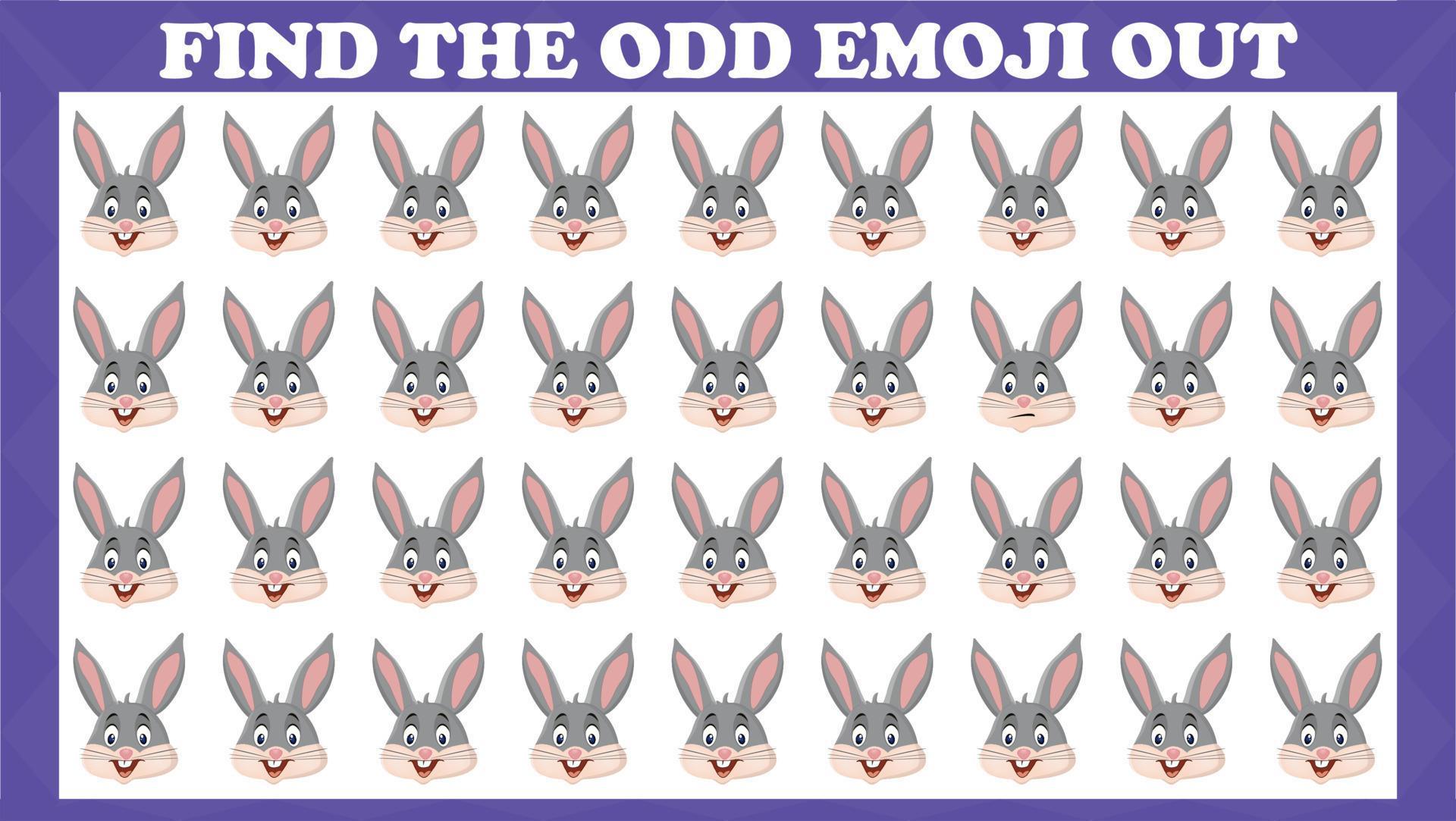 Find The Odd Emoji Out 10, Visual Logic Puzzle Game. Activity Game For Children. Vector ...