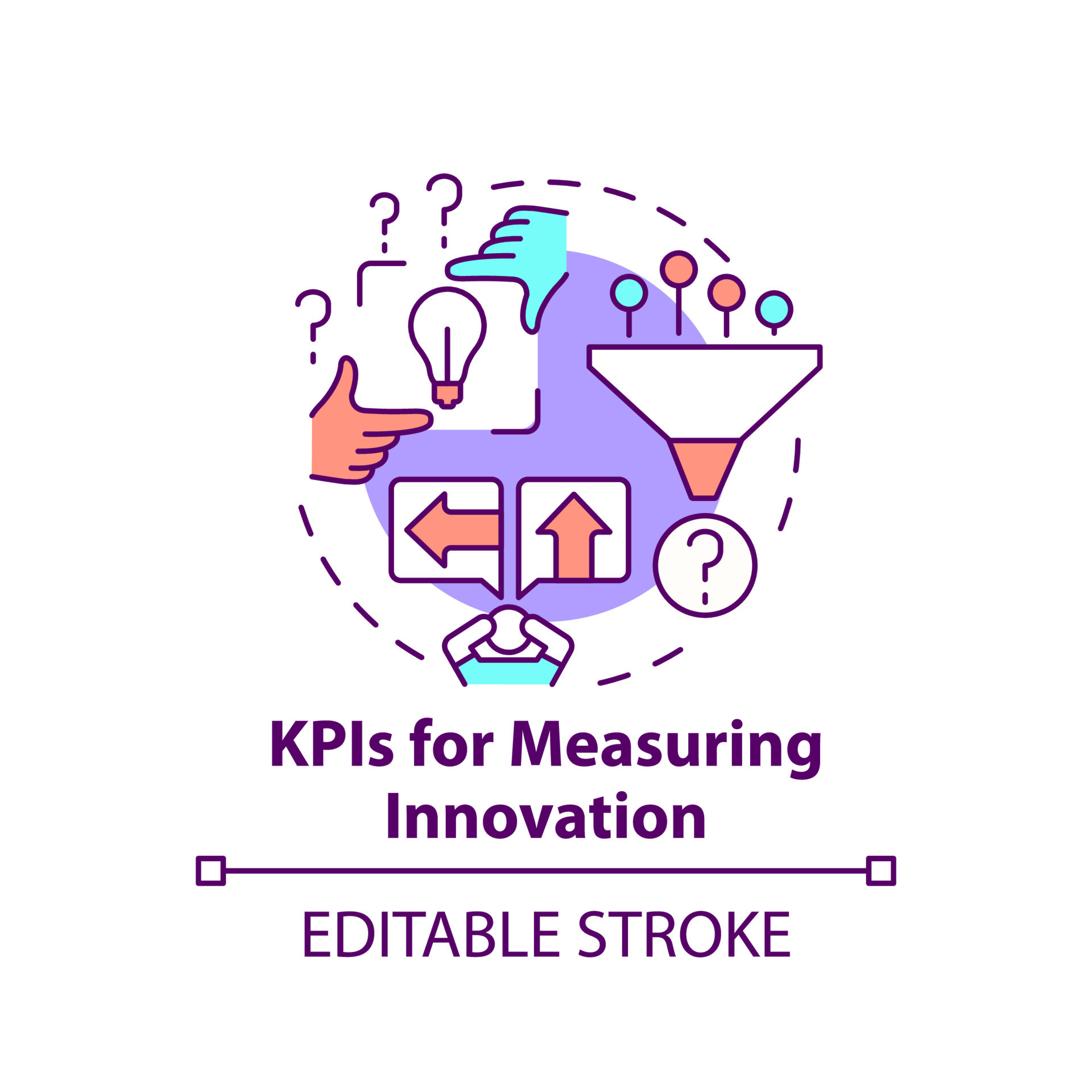 KPIs for measuring innovation concept icon. Barrier of innovation management abstract idea thin ...