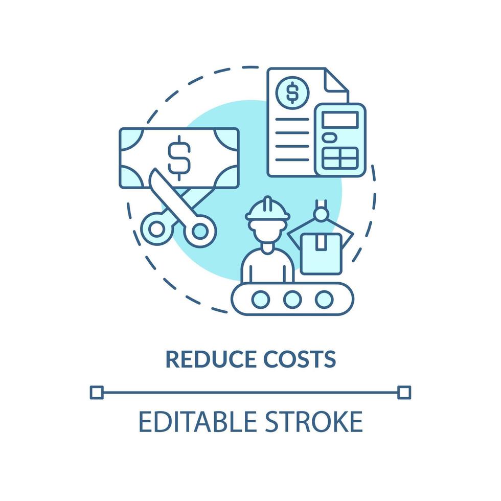 Reduce Costs Turquoise Concept Icon Production Principle Lean Manufacturing Abstract Idea Thin